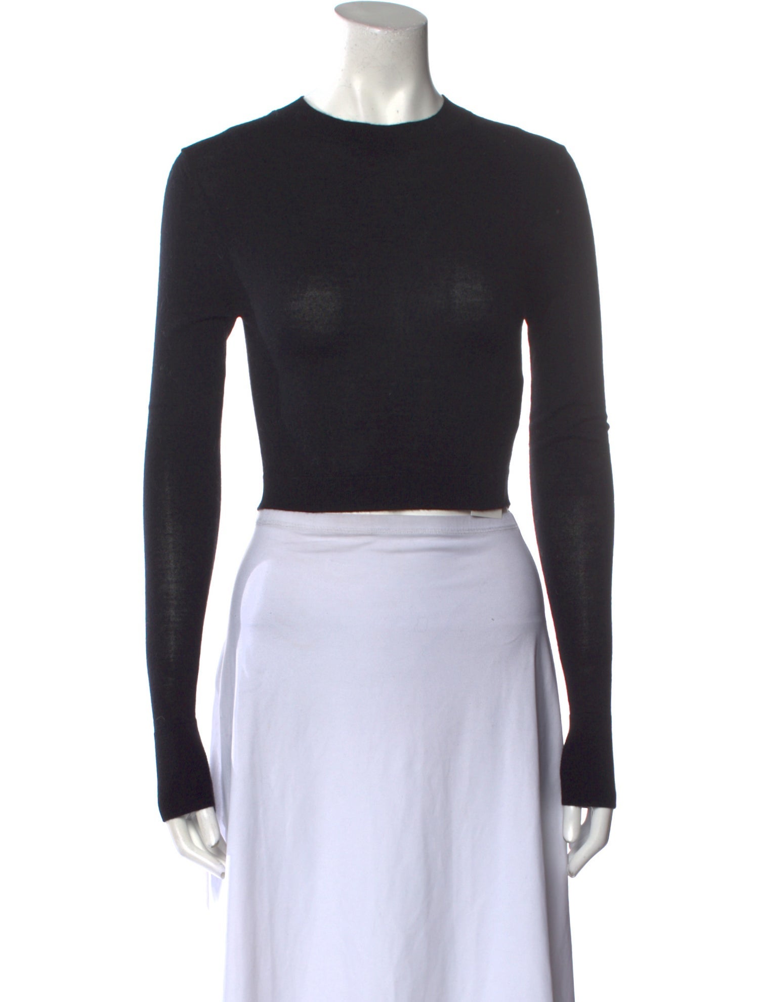 Nathalie Schuterman Merino Wool Crew Neck Crop Top - Blue Tops ...