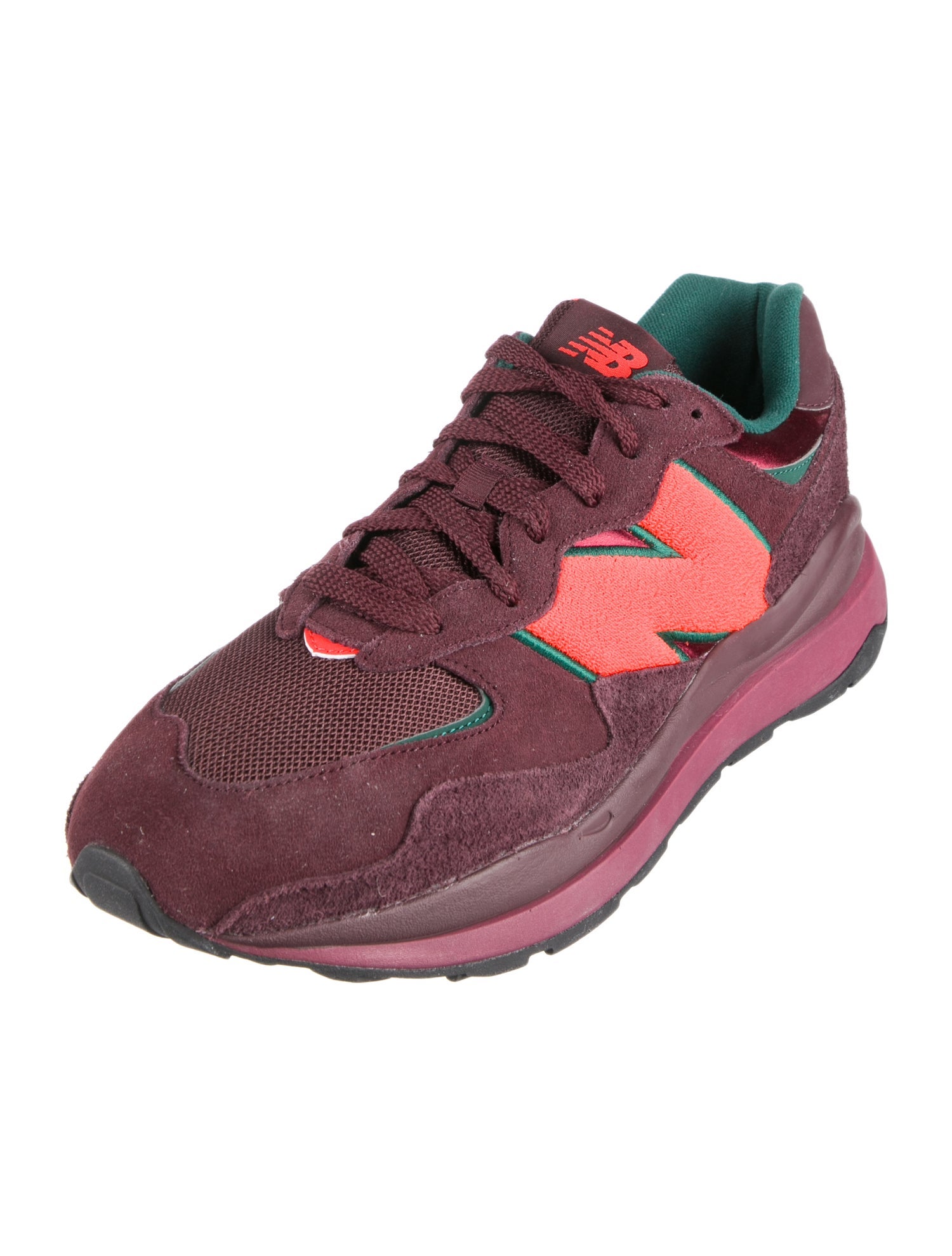 New Balance Suede Colorblock Pattern Athletic Sneakers - Burgundy ...