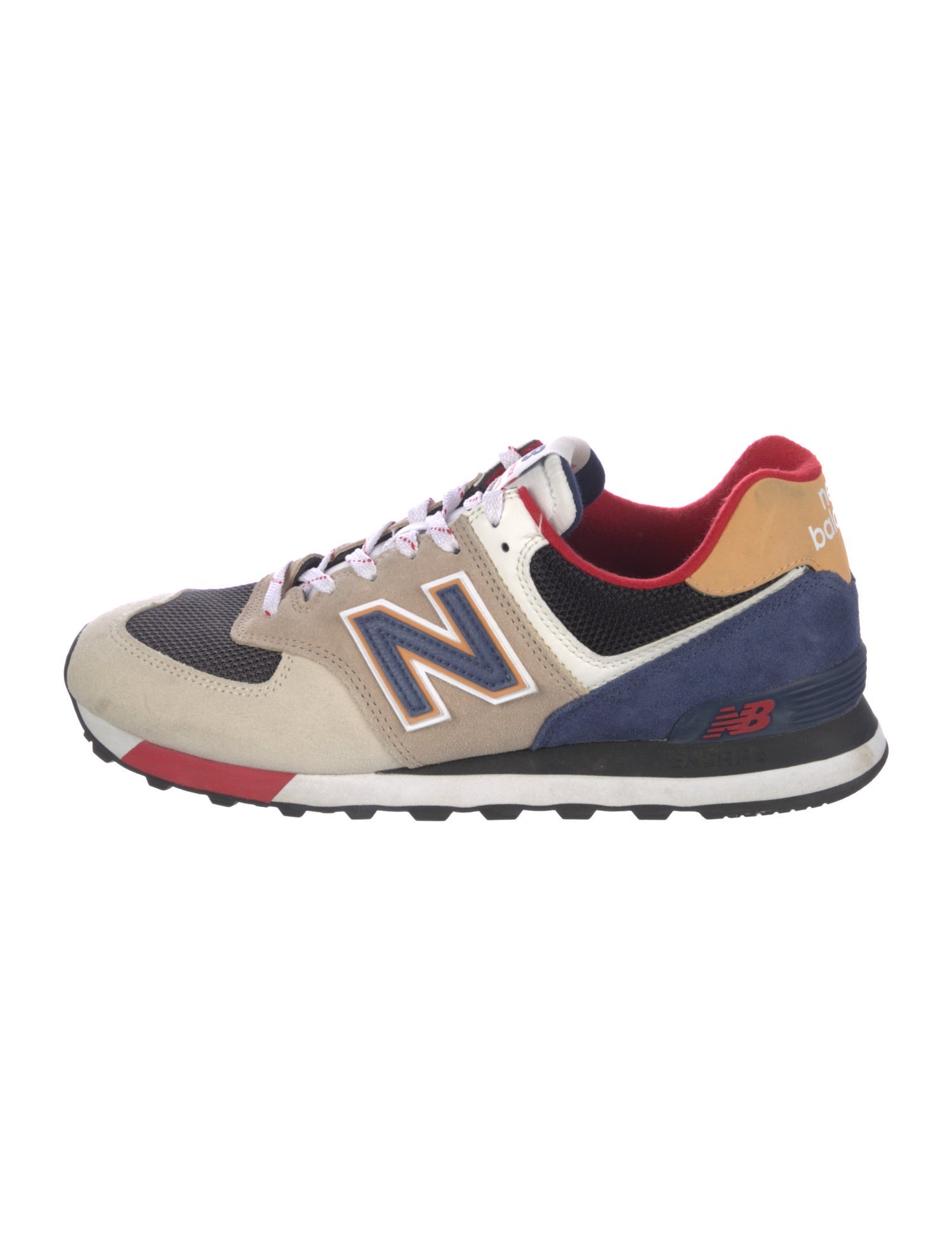 New Balance Suede Colorblock Pattern Athletic Sneakers - Blue Sneakers ...