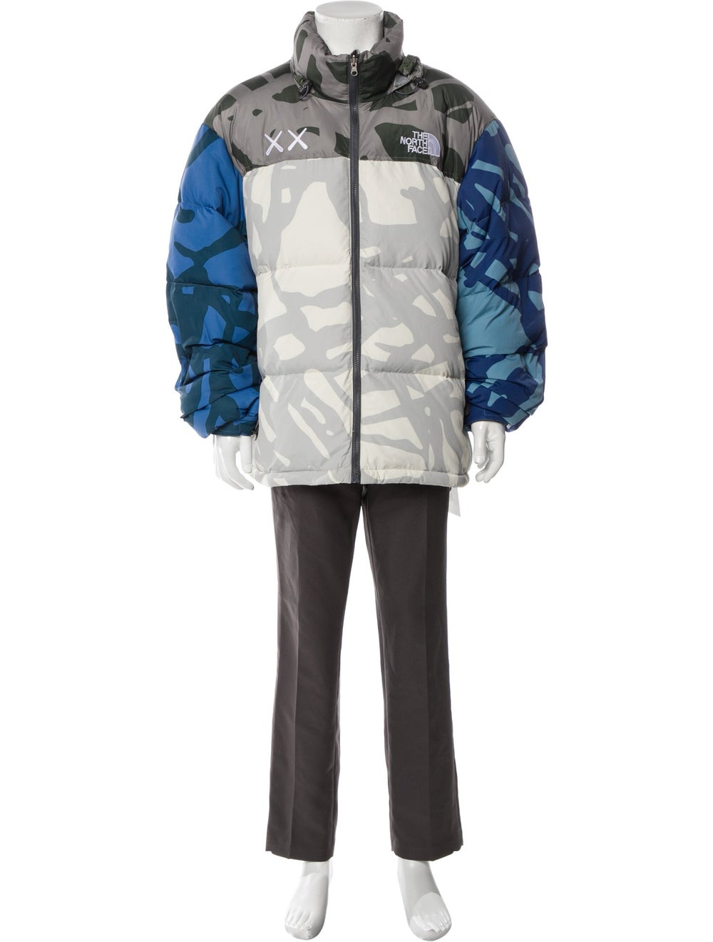 The North Face x Kaws Colorblock Pattern Puffer Coat - Gem