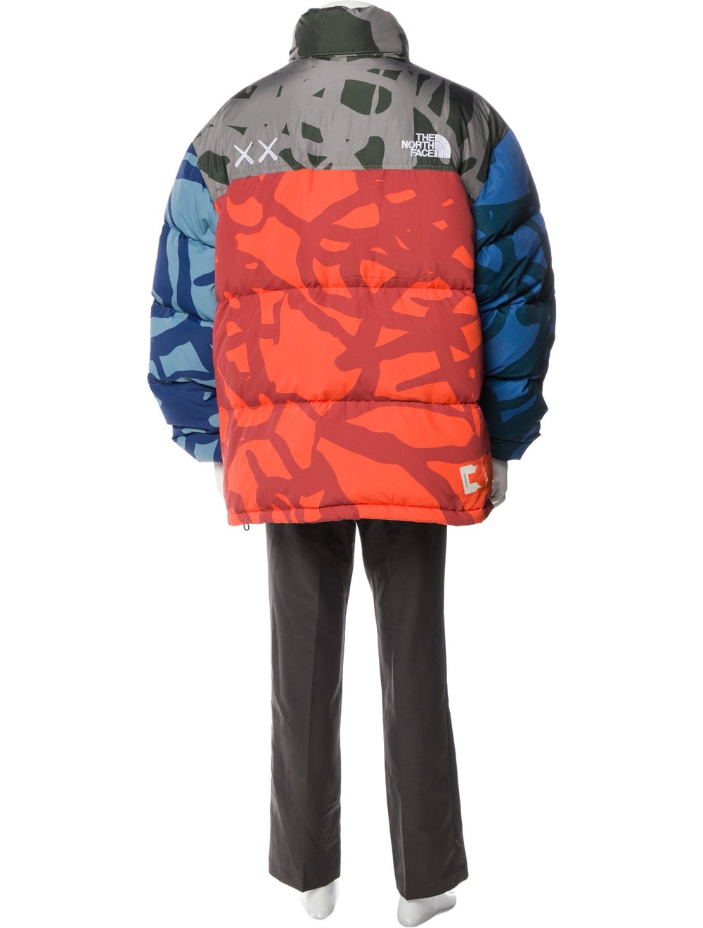 The North Face x Kaws Colorblock Pattern Puffer Coat - Gem