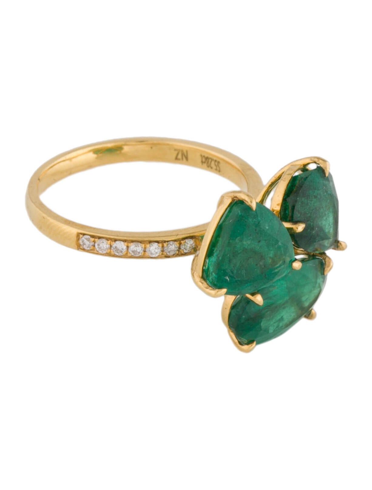Ring 18K 2.00ctw Emerald Emerald Three Stone Ring - 18K Yellow Gold ...