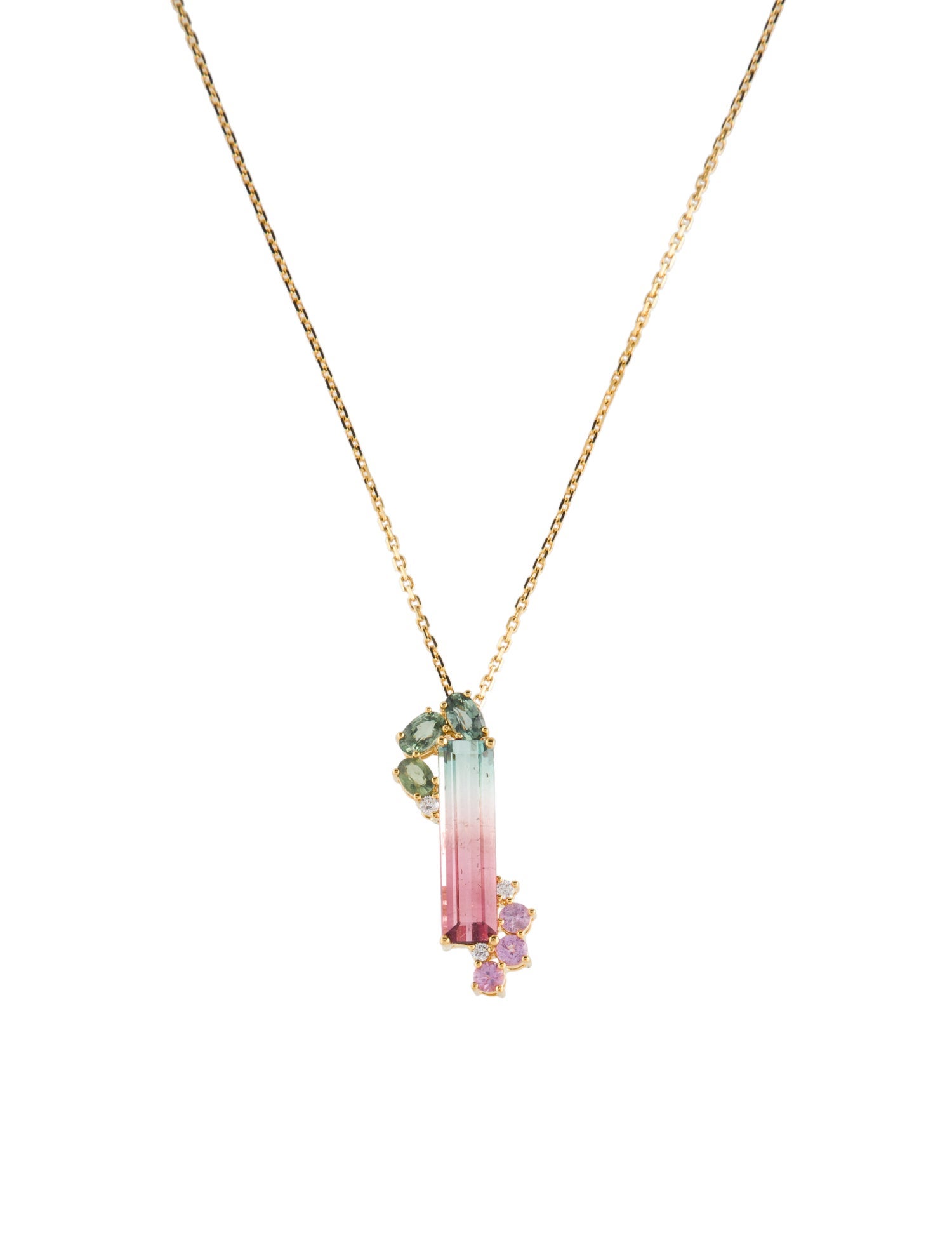 Nina Zhou 14K Parti-Colored Tourmaline, Sapphire & Diamond Pendant ...