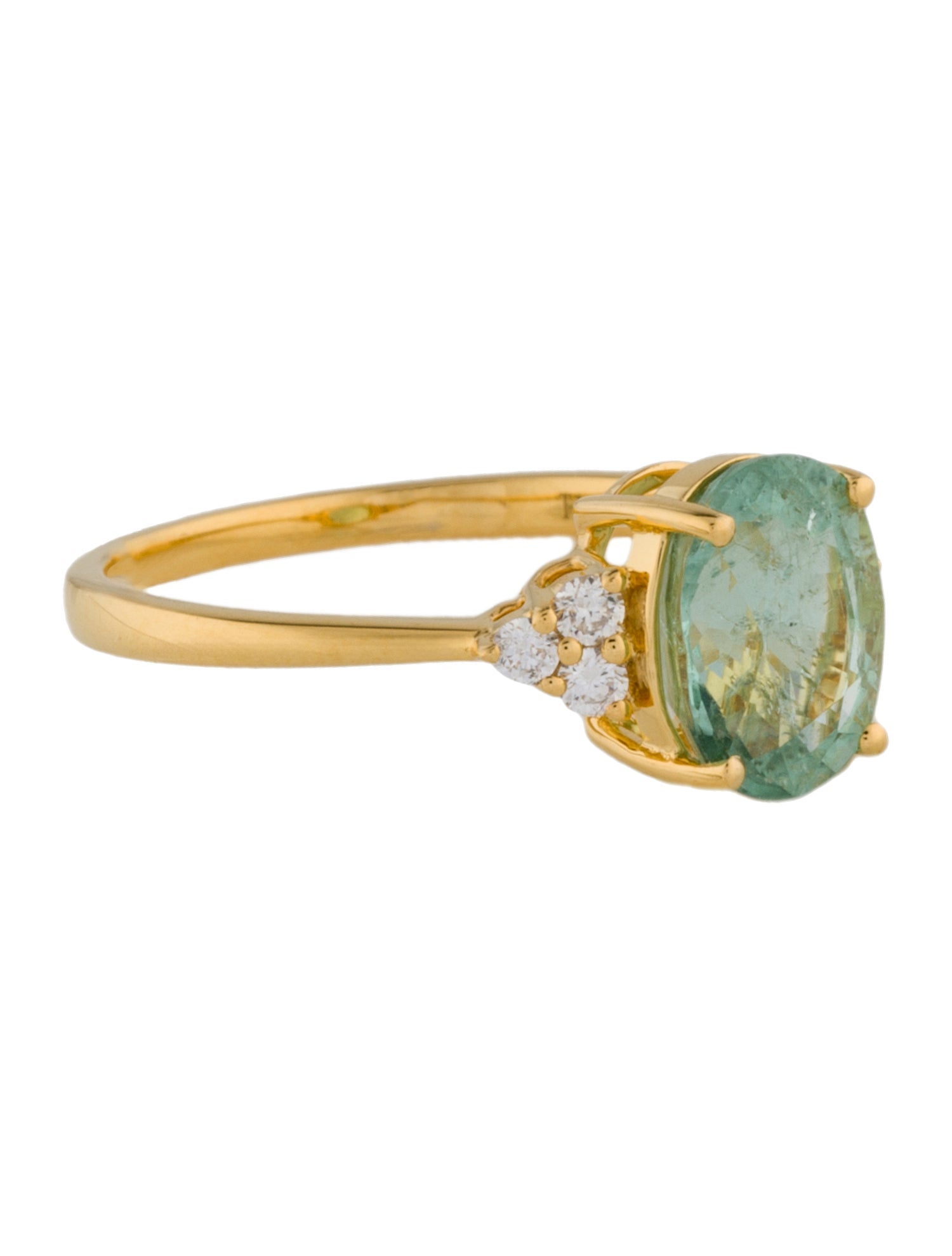 Ring 18K 2.03ct Emerald & Diamond Cocktail Ring - 18K Yellow Gold ...