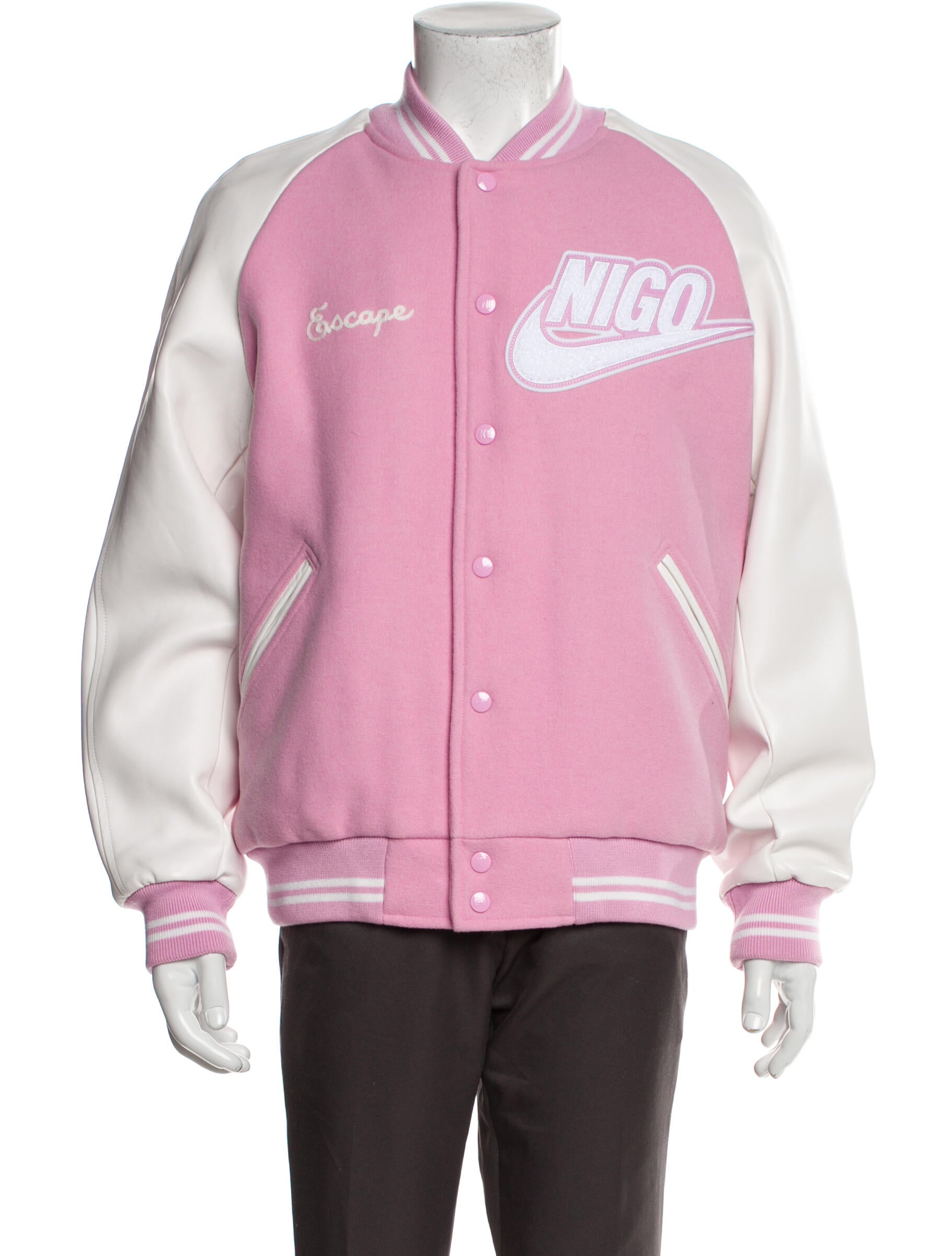 Nike x Nigo Wool Striped Varsity Jacket - Pink Outerwear, Clothing ...