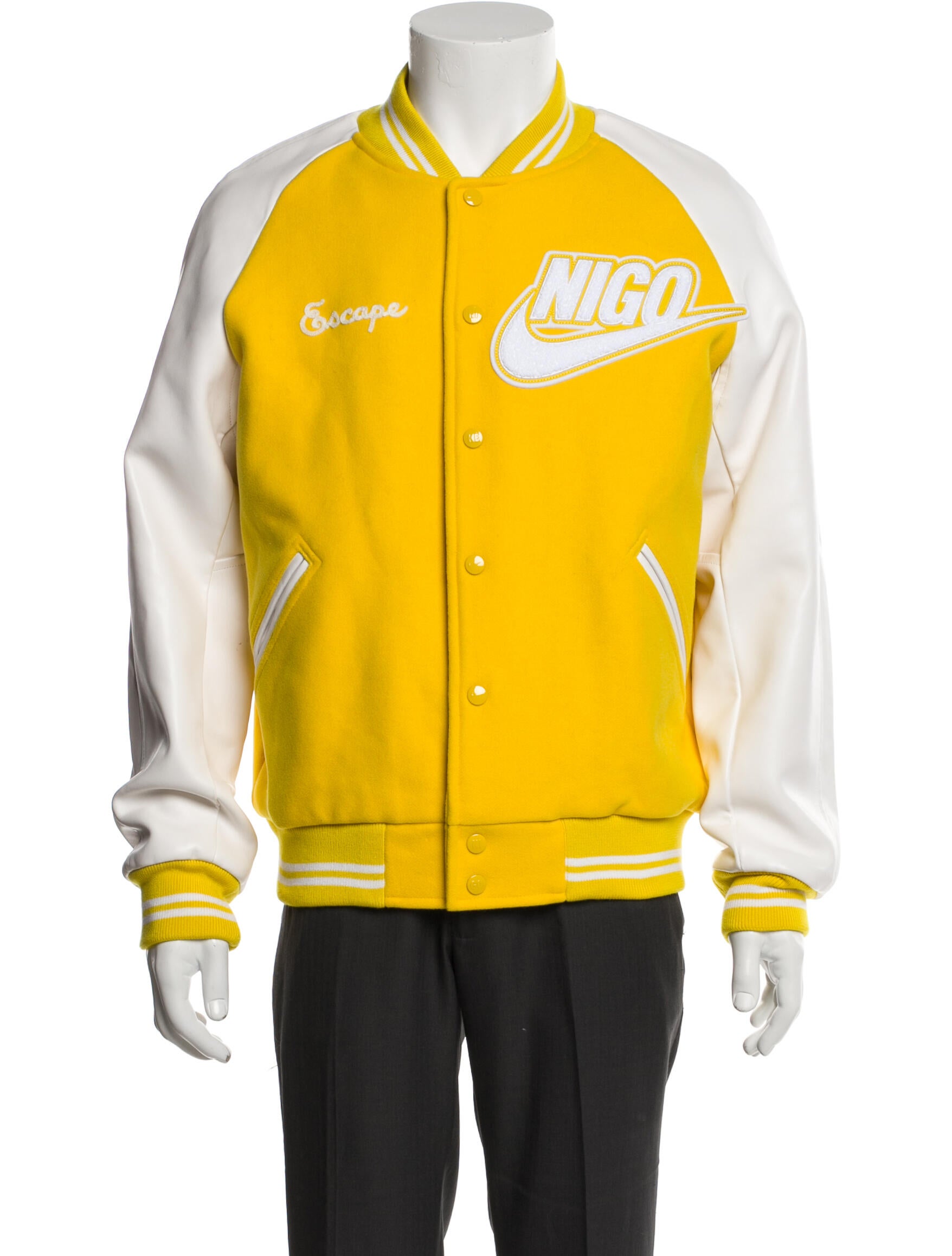 Nike x Nigo Wool Striped Varsity Jacket - White Outerwear, Clothing ...
