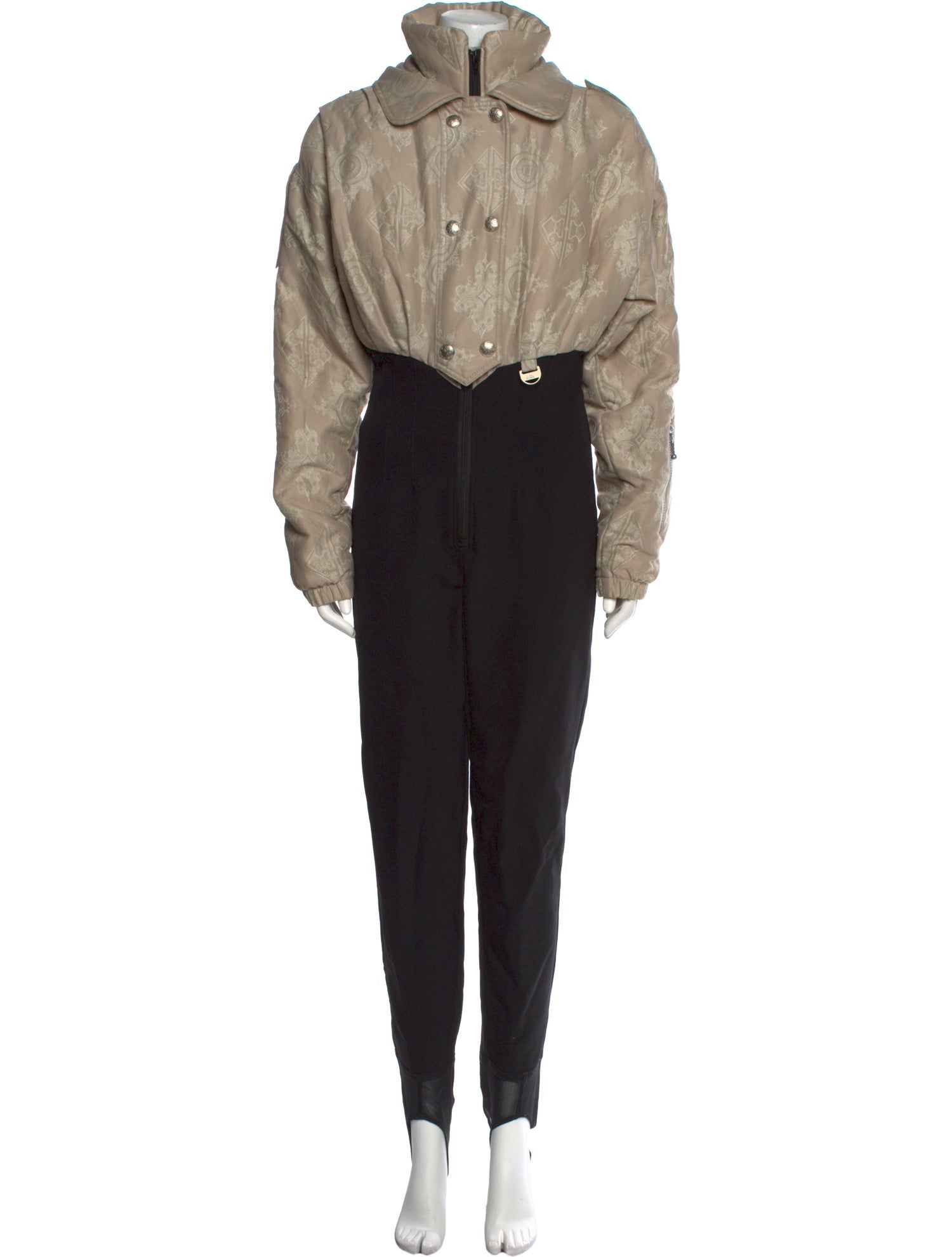 NILS Vintage Turtleneck Jumpsuit - Neutrals, 12.5" Rise Jumpsuits and ...