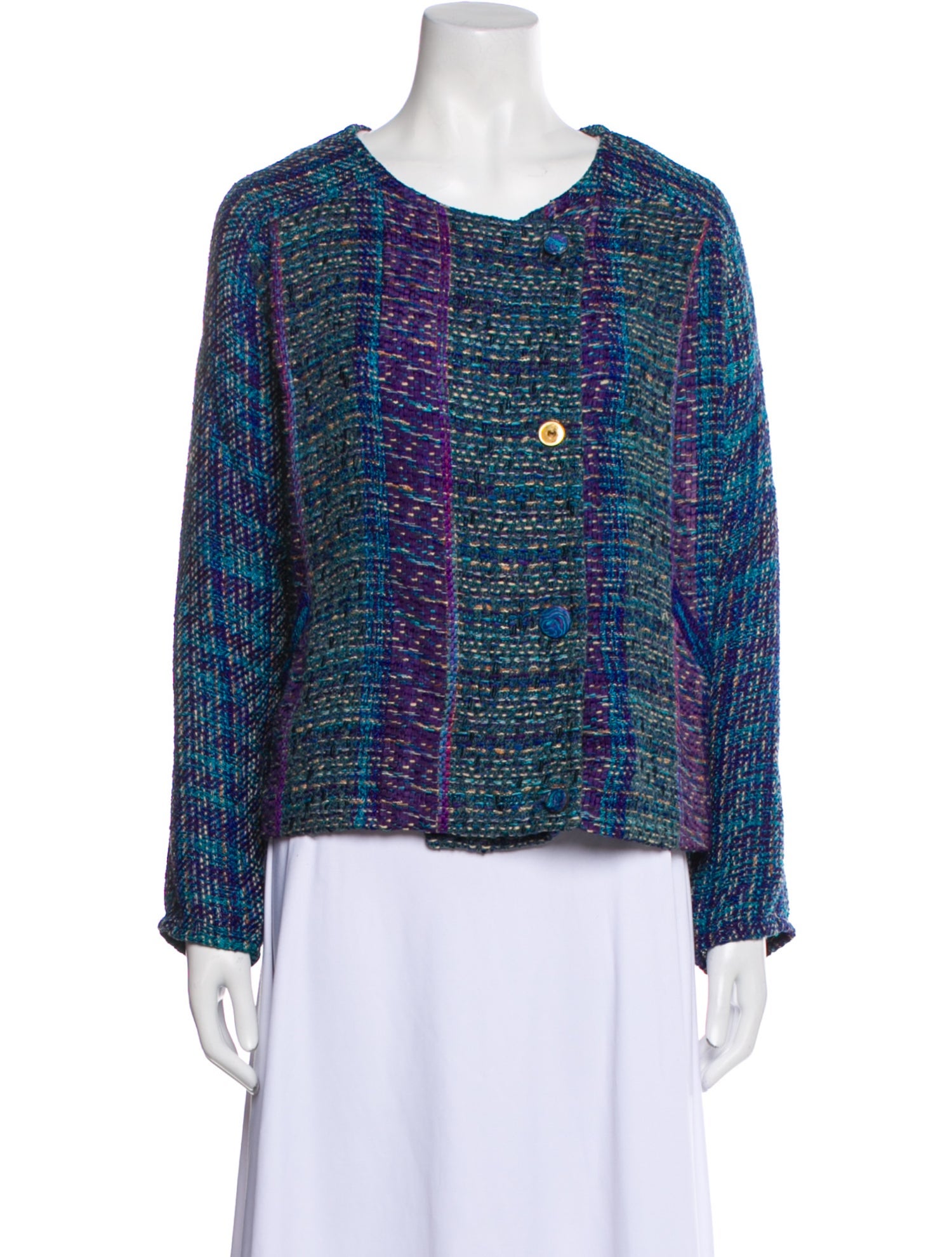 Nikos Handwoven Tweed Pattern Evening Jacket - Blue Jackets, Clothing ...