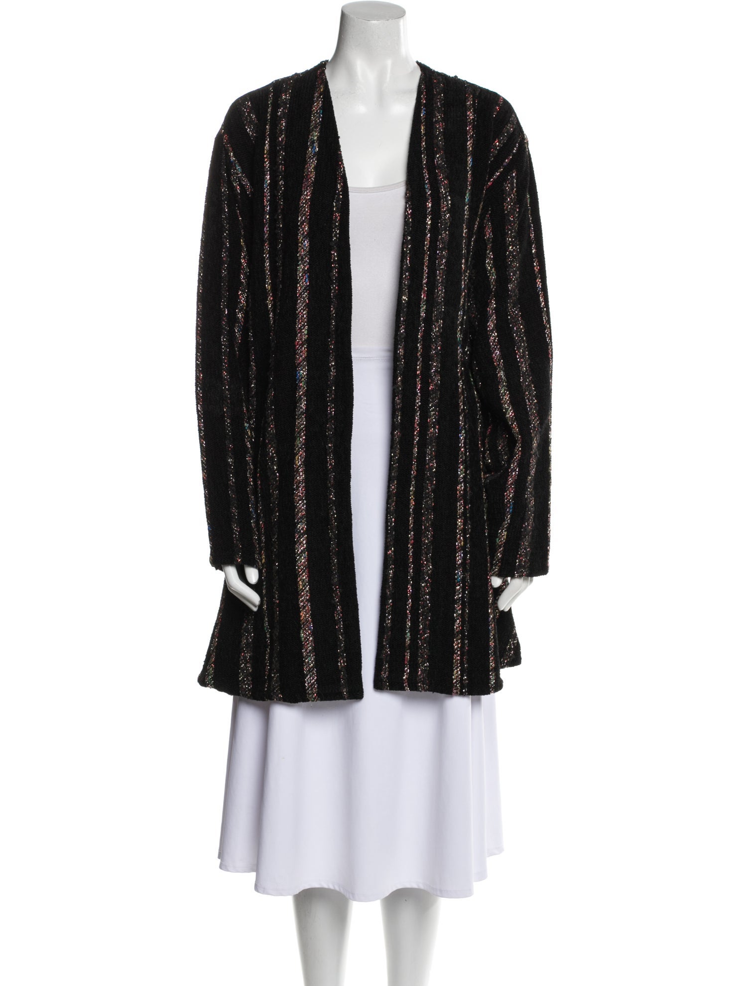 Nikos Handwoven Striped Coat - Black Coats, Clothing - WNIOJ20005 | The ...