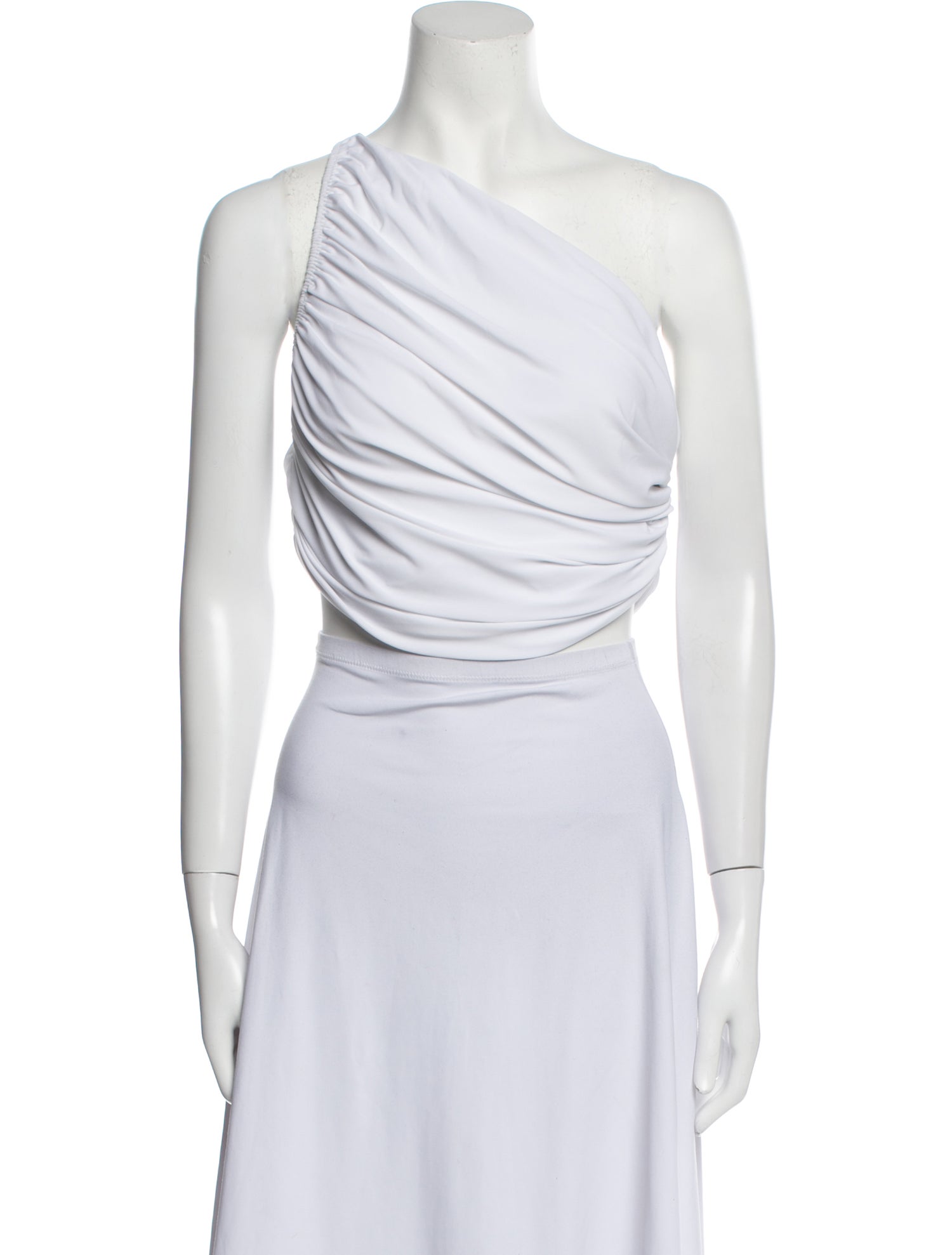 Norma Kamali One-Shoulder Sleeveless Crop Top - White Tops, Clothing ...