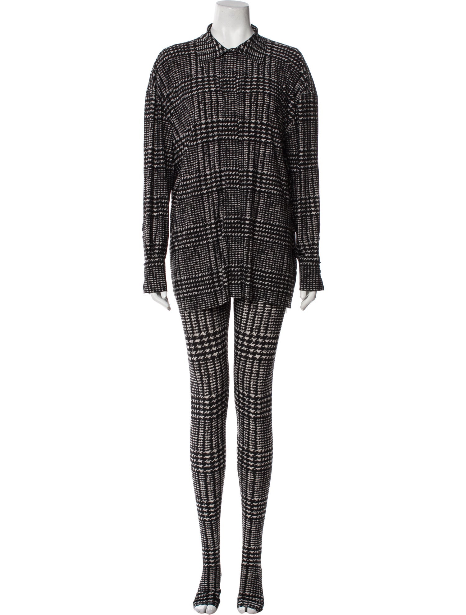 Norma Kamali Plaid Print Pantsuit w/ Tags - Black, 11.25" Rise Suits ...
