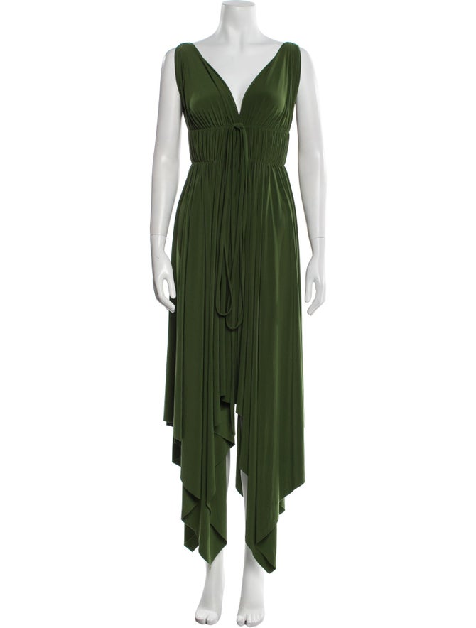 Norma Kamali V-Neck Long Dress - Green Dresses, Clothing - WNK58272 ...