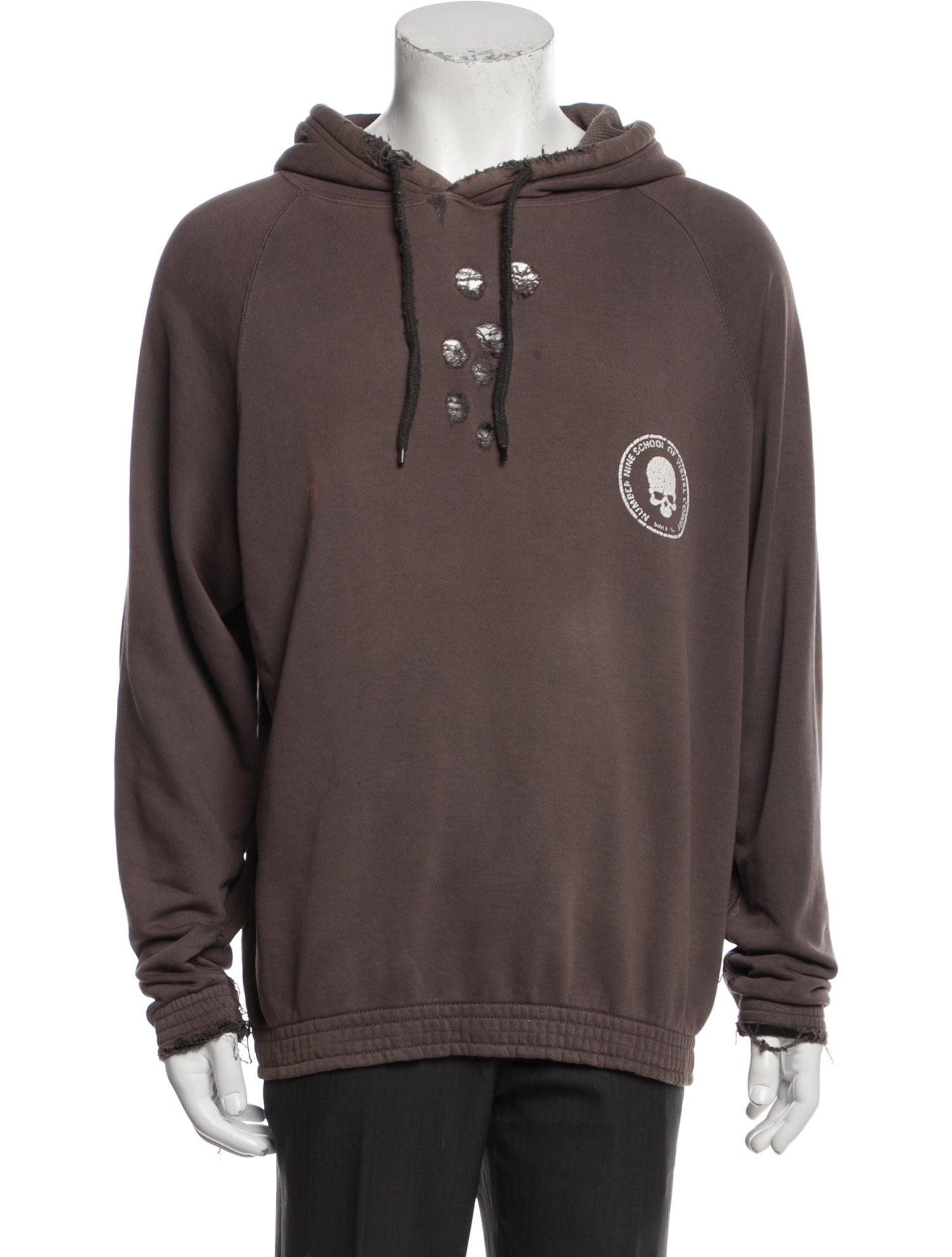 Number (N)ine Graphic Print Mock Neck Hoodie - Brown Sweatshirts ...