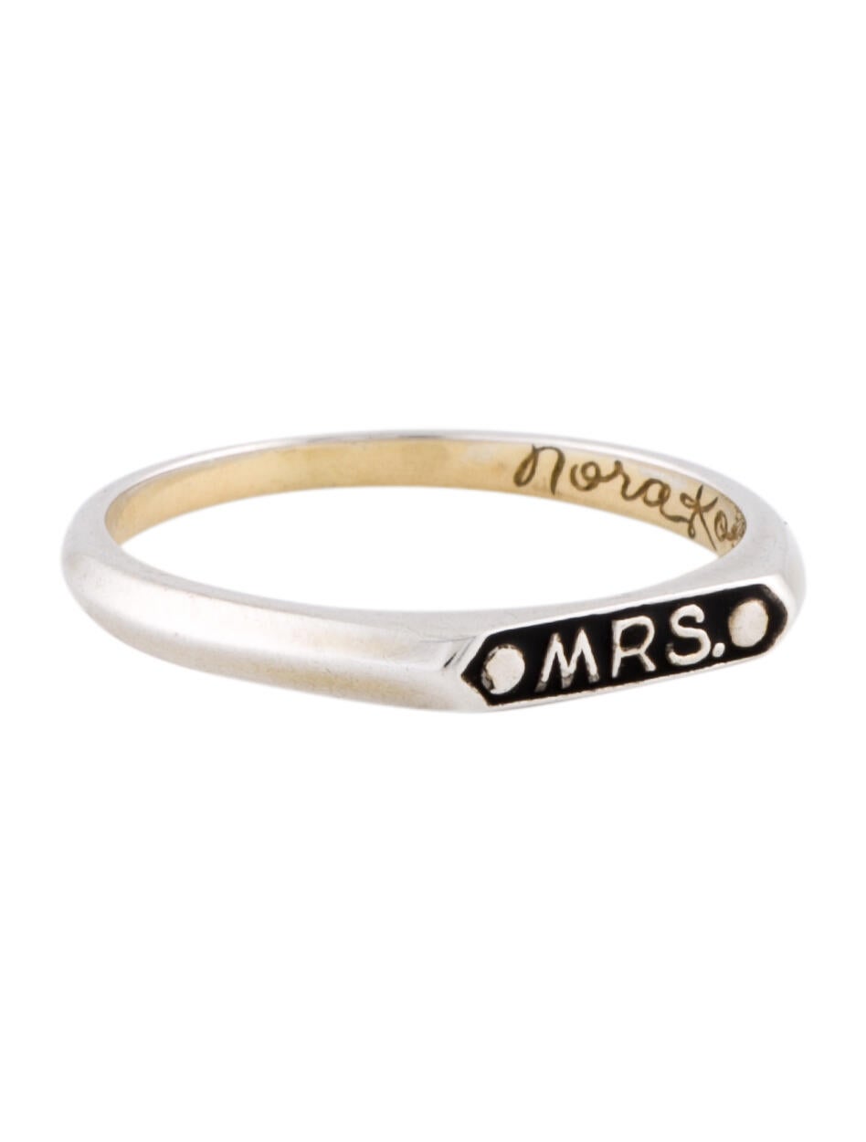 Nora Kogan "MRS" Signet Ring - Black, Sterling Silver Signet Ring ...