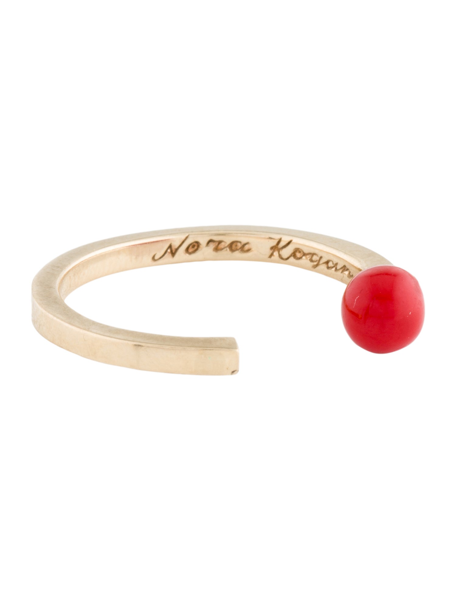 Nora Kogan Enamel Matchstick Ring - Red, 10K Yellow Gold Band, Rings - WNOKO20111 | The RealReal