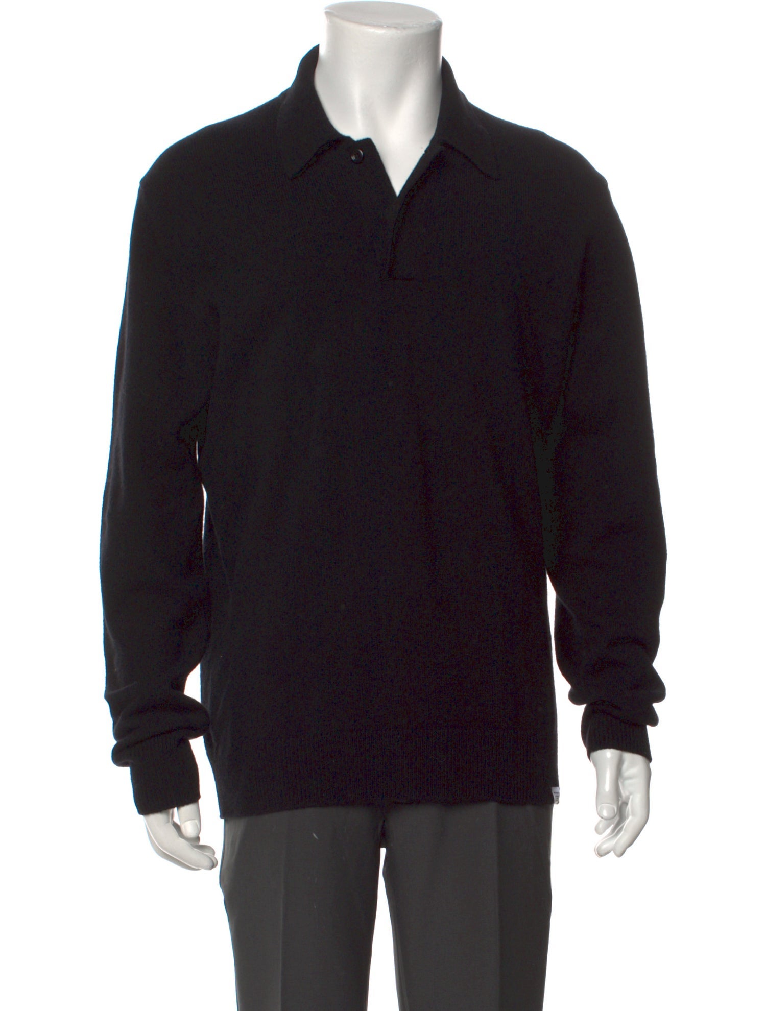 Norse Projects Mock Neck Long Sleeve Polo Sweater - Black Sweaters ...