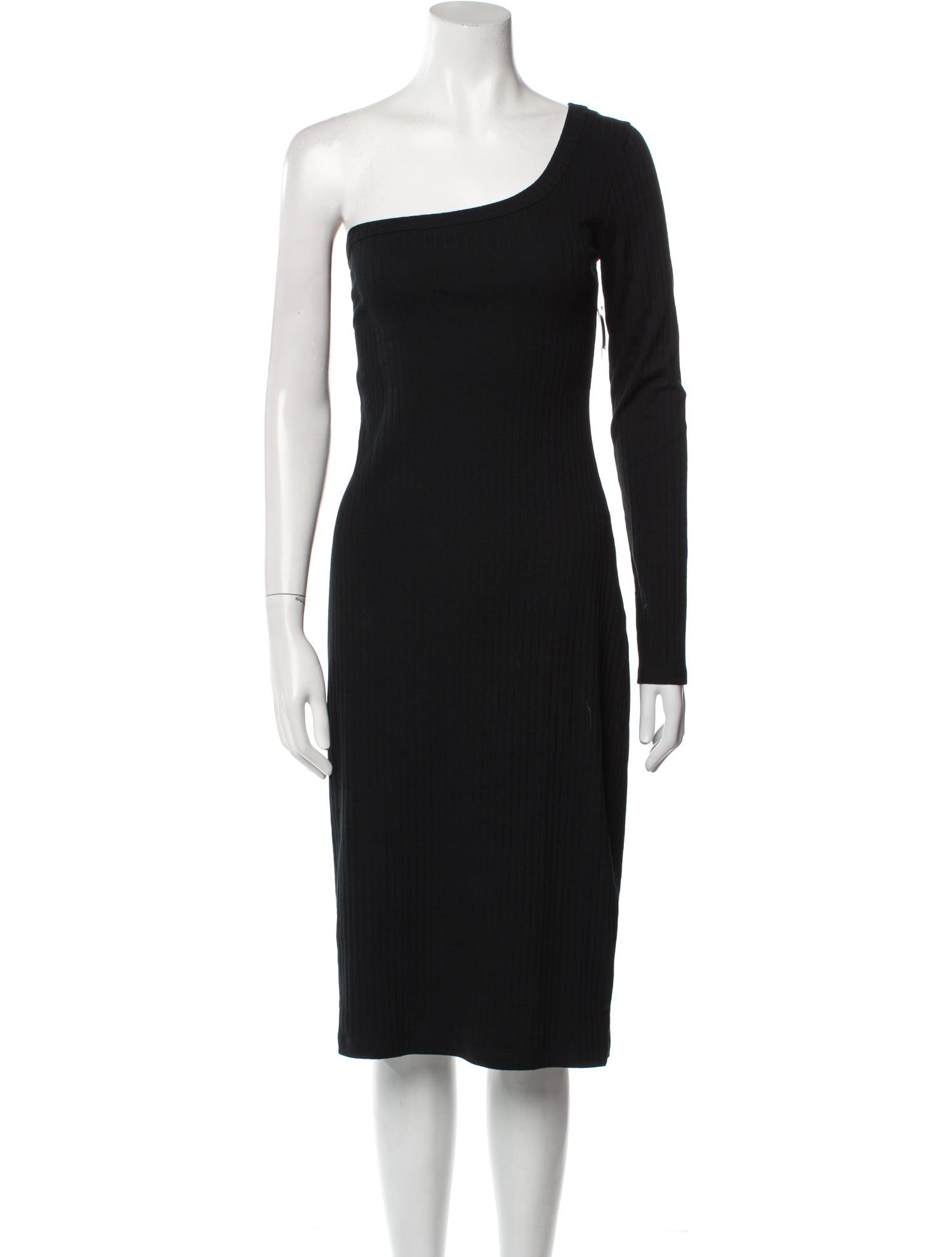 NINETY PERCENT One-Shoulder Midi Length Dress - Black Dresses, Clothing ...