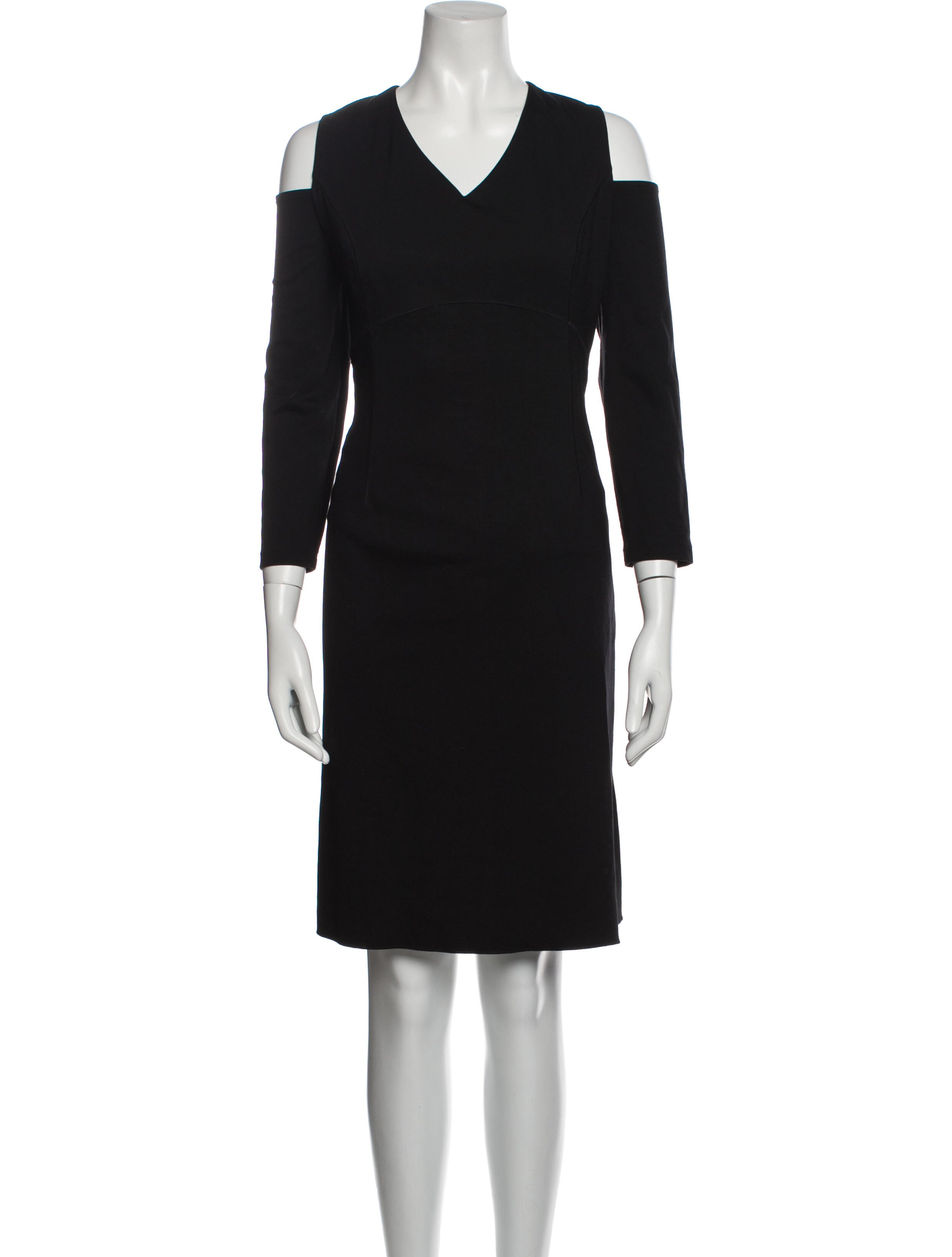 Nuè V Neck Knee Length Dress Black Dresses Clothing Wnuee20061
