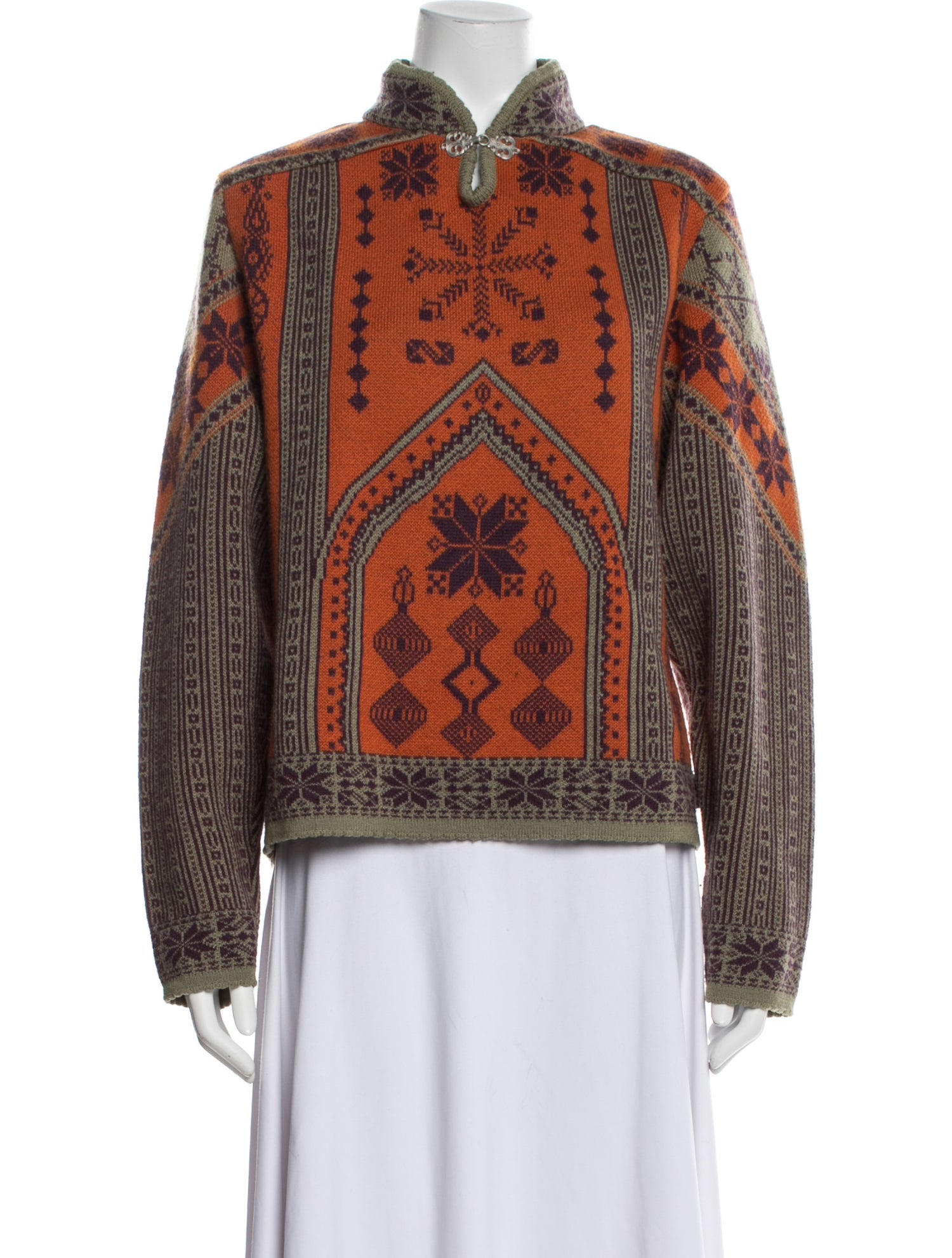 Obermeyer Printed Crew Neck Sweater - Orange Knitwear, Clothing ...