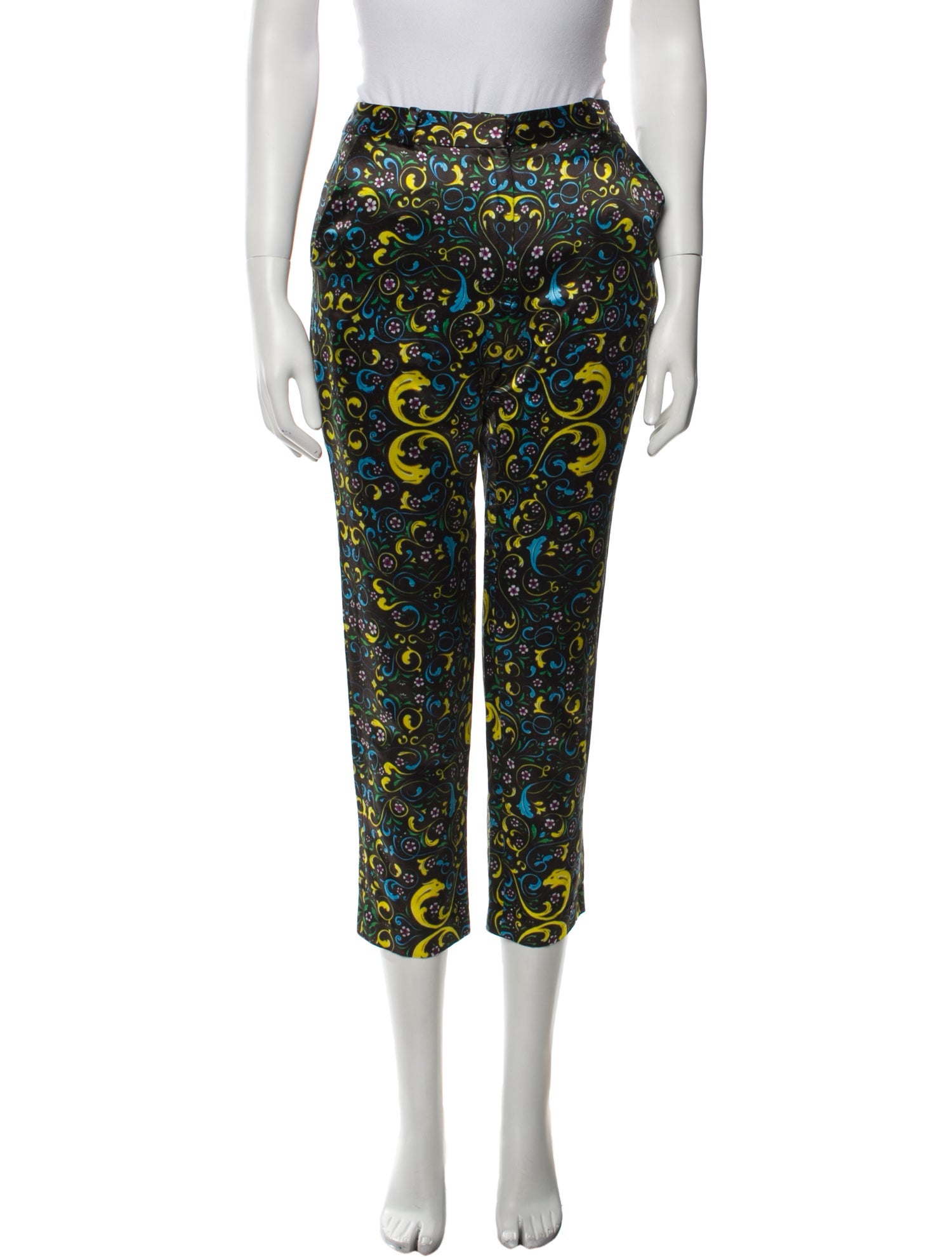 Opening Ceremony Printed Skinny Leg Pants - Black, 10.25" Rise Pants ...