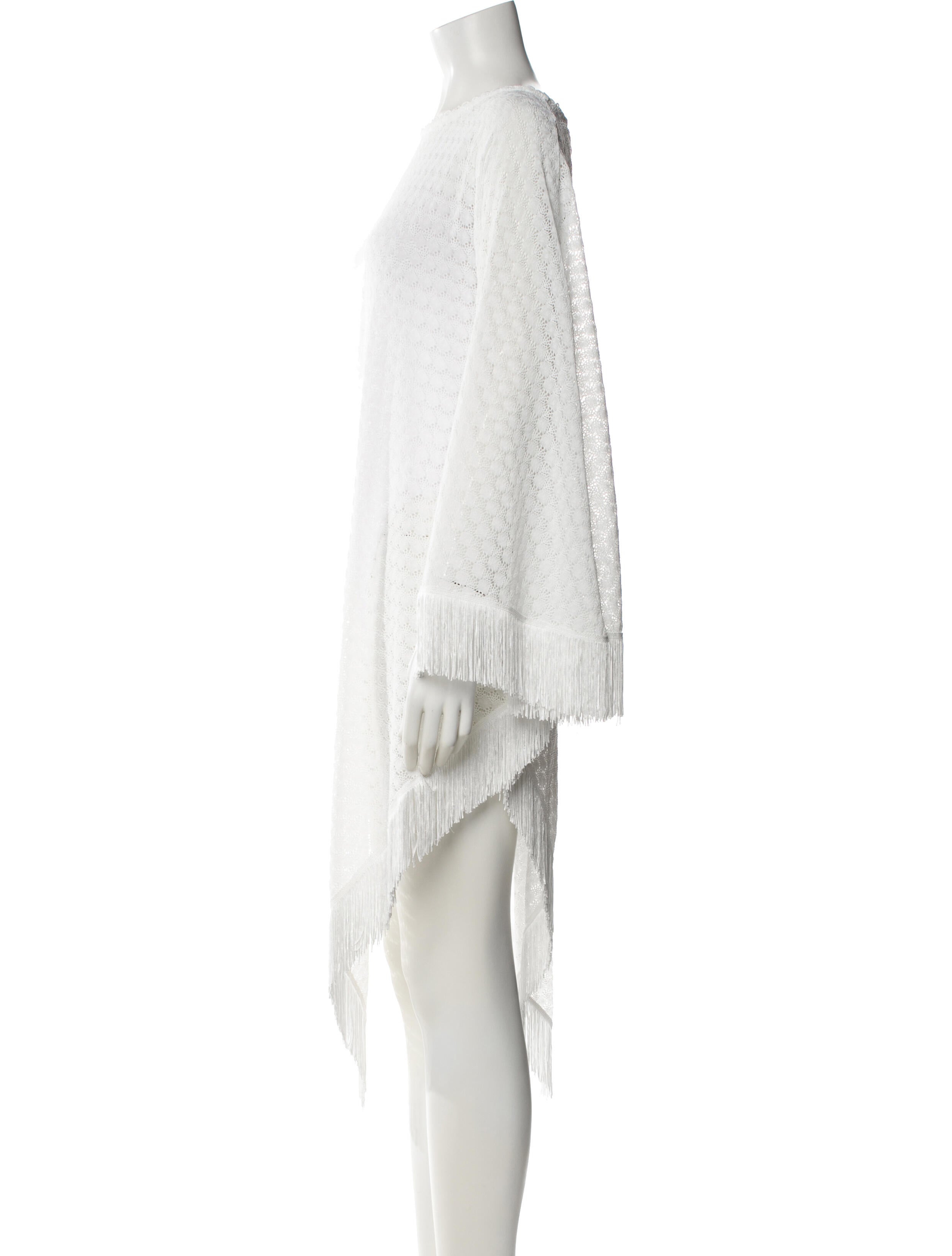 Melissa Odabash Lace Pattern Scalloped Accent Cover-Up w/ Tags - White ...