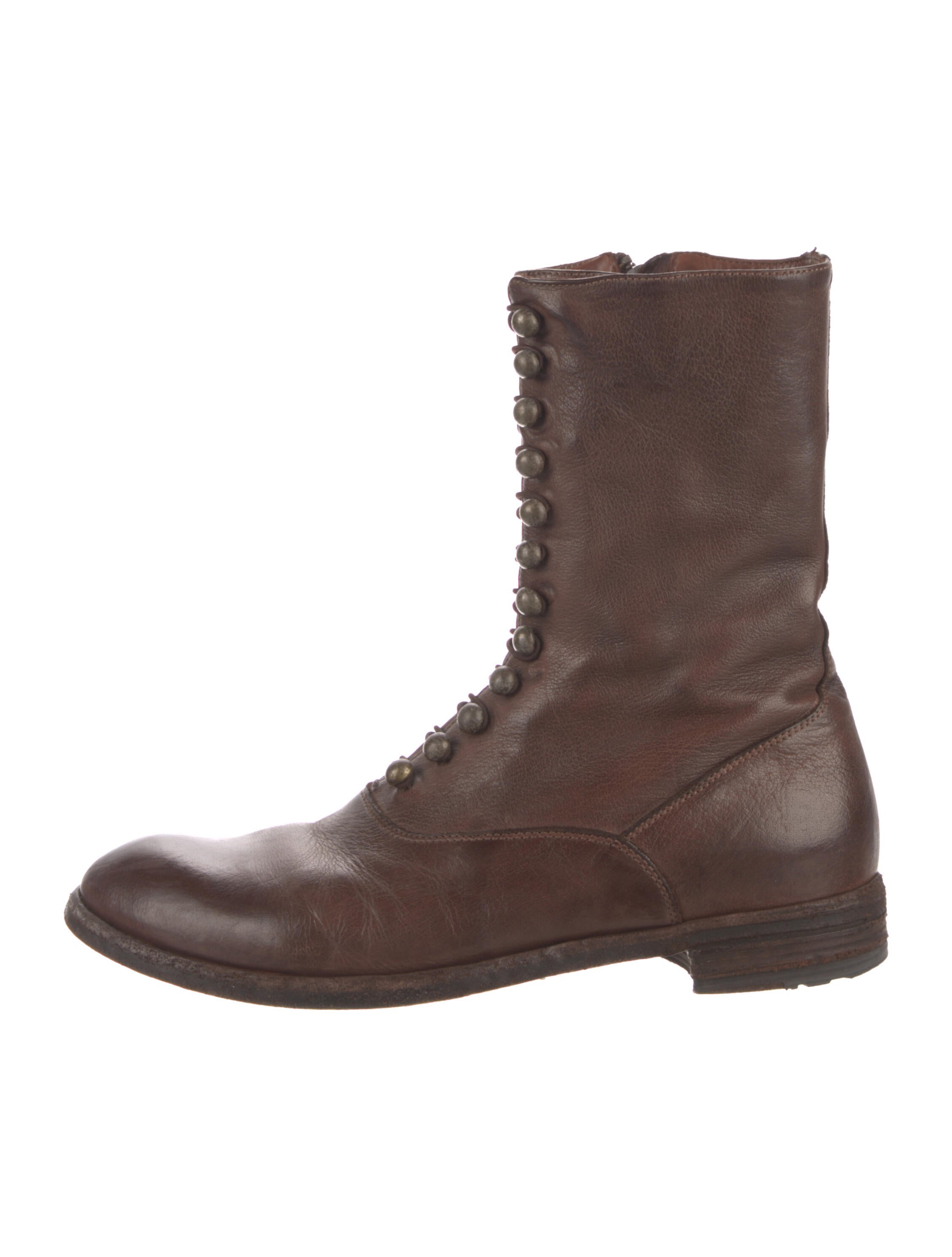 Officine Creative Leather Combat Boots Brown Boots Shoes Woffc22149 The Realreal