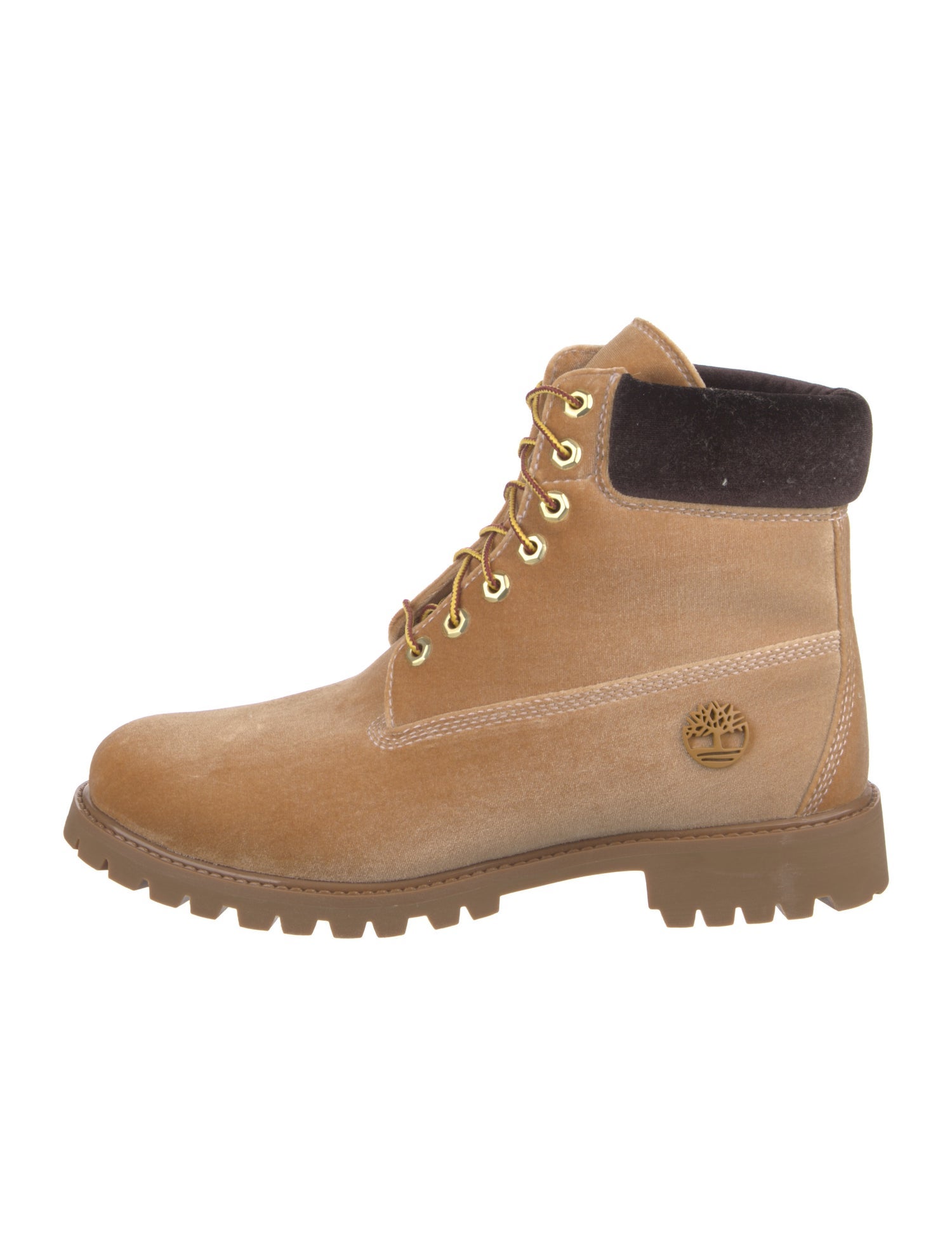 Off-White x Timberland Velvet Combat Boots - Brown Boots, Shoes ...