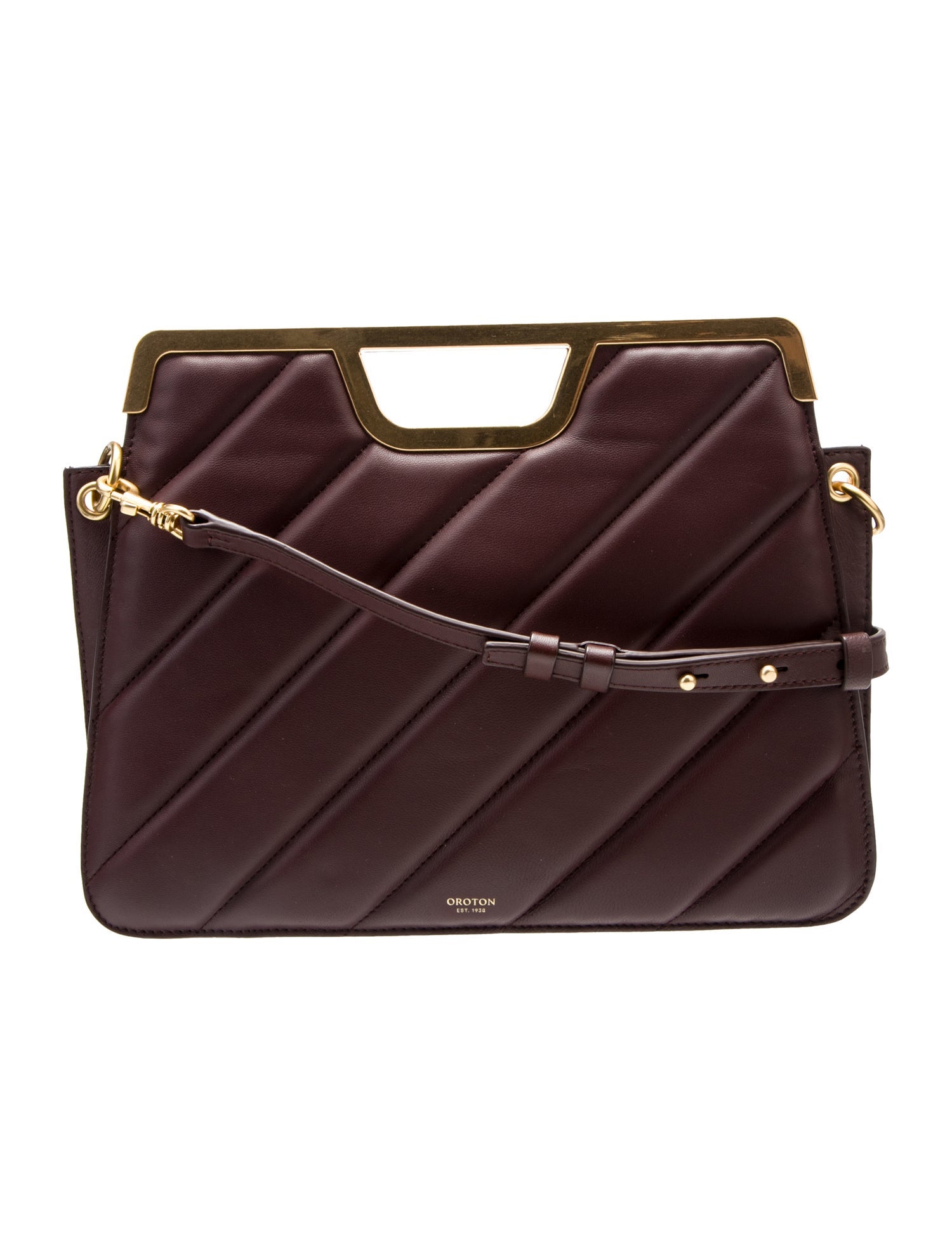 Oroton Leather Shoulder Bag - Burgundy Crossbody Bags, Handbags ...