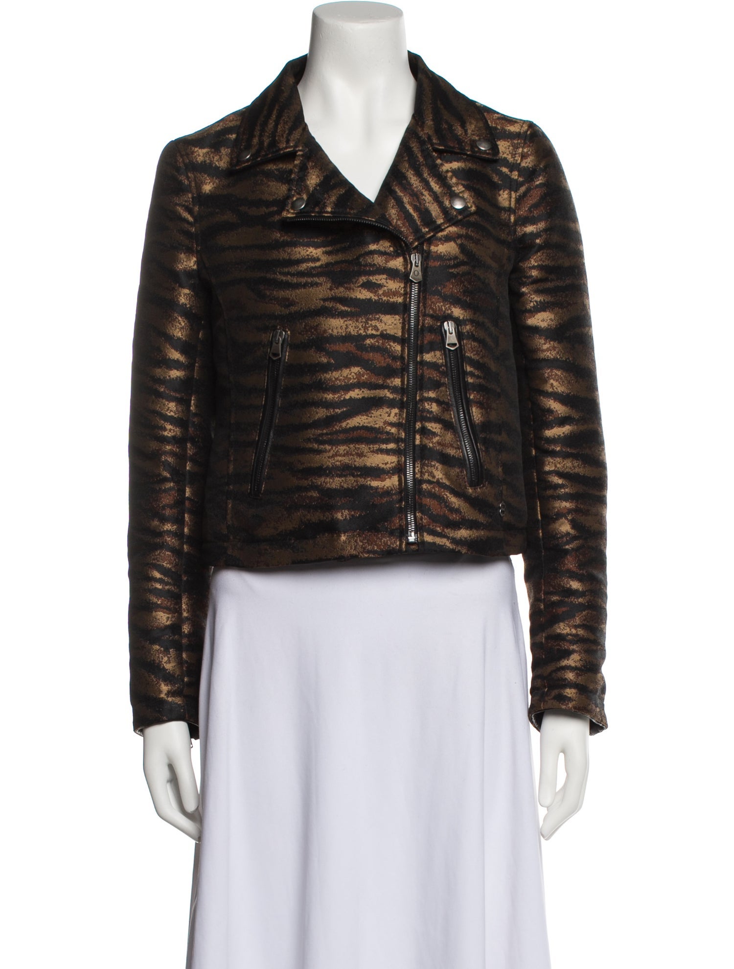 Ottod'Ame Leather Animal Print Biker Jacket - Black Jackets, Clothing ...