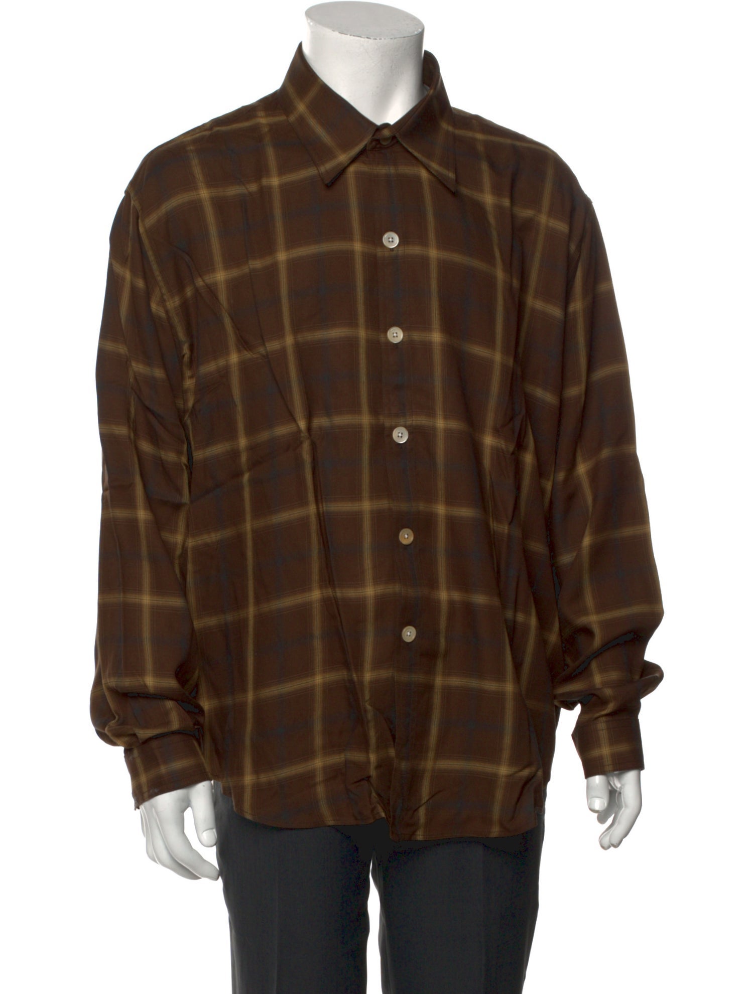 Our Legacy Plaid Print Long Sleeve Shirt w/ Tags - Brown Casual Shirts ...