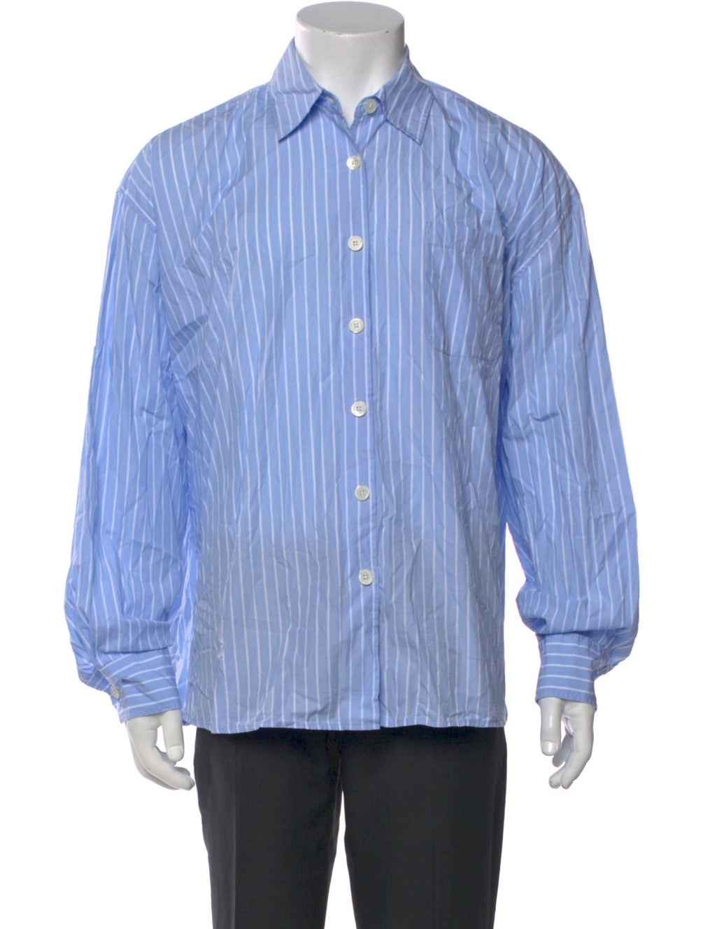 Our Legacy Striped Long Sleeve Dress Shirt - Blue Dress Shirts ...