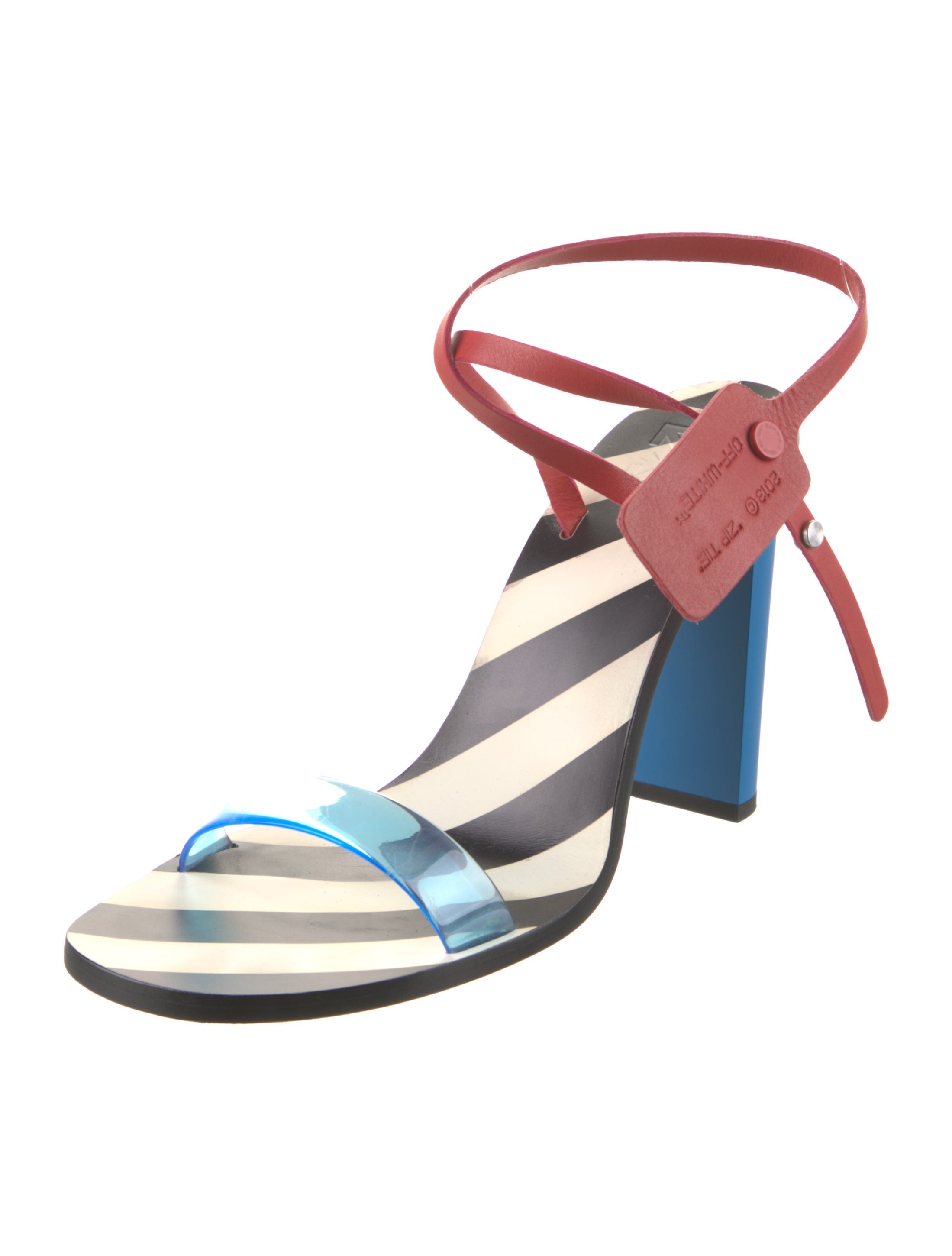 Off-White c/o Virgil Abloh Zip Tie Capri Leather Sandals - Red Sandals ...