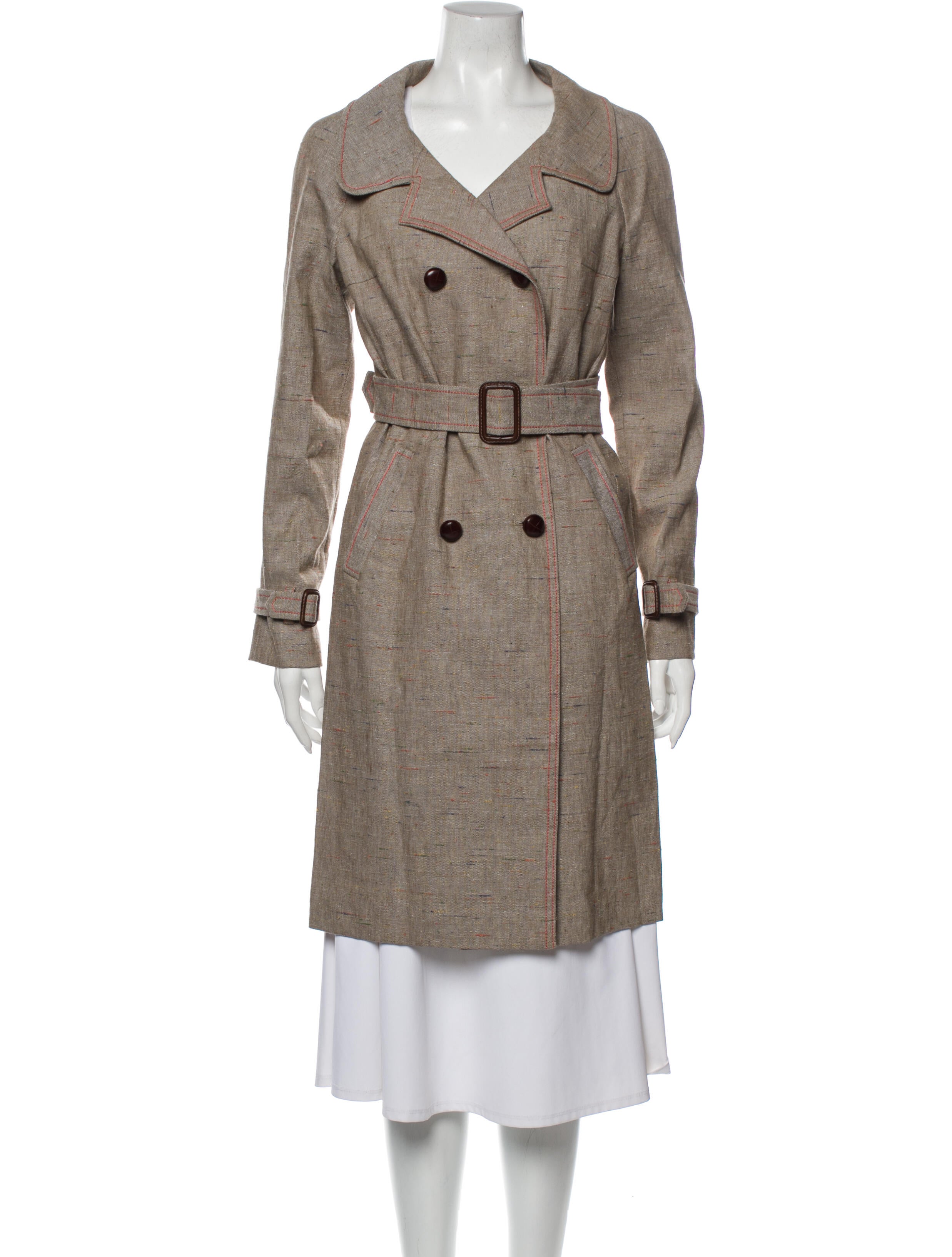Halston Vintage 1980's Trench Coat - Brown Coats, Clothing - HAL31895 ...
