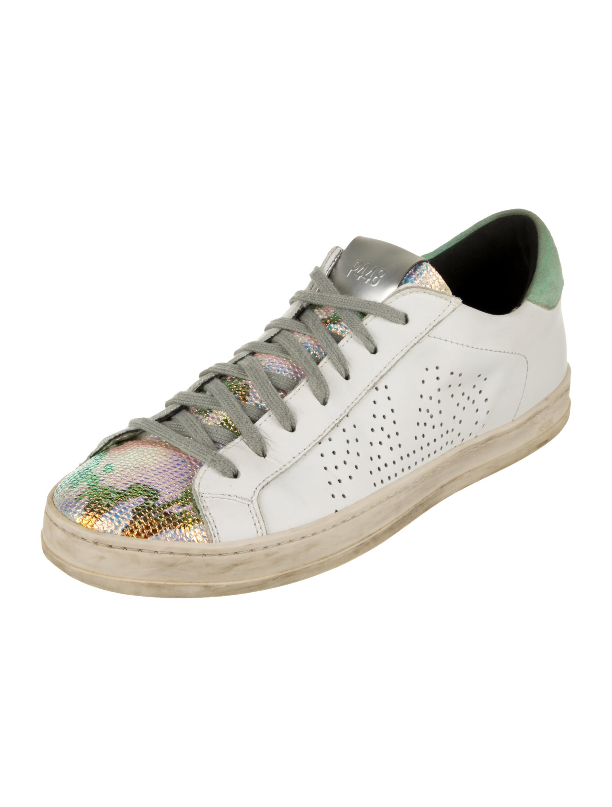 P448 Leather Colorblock Pattern Sneakers - White Sneakers, Shoes ...