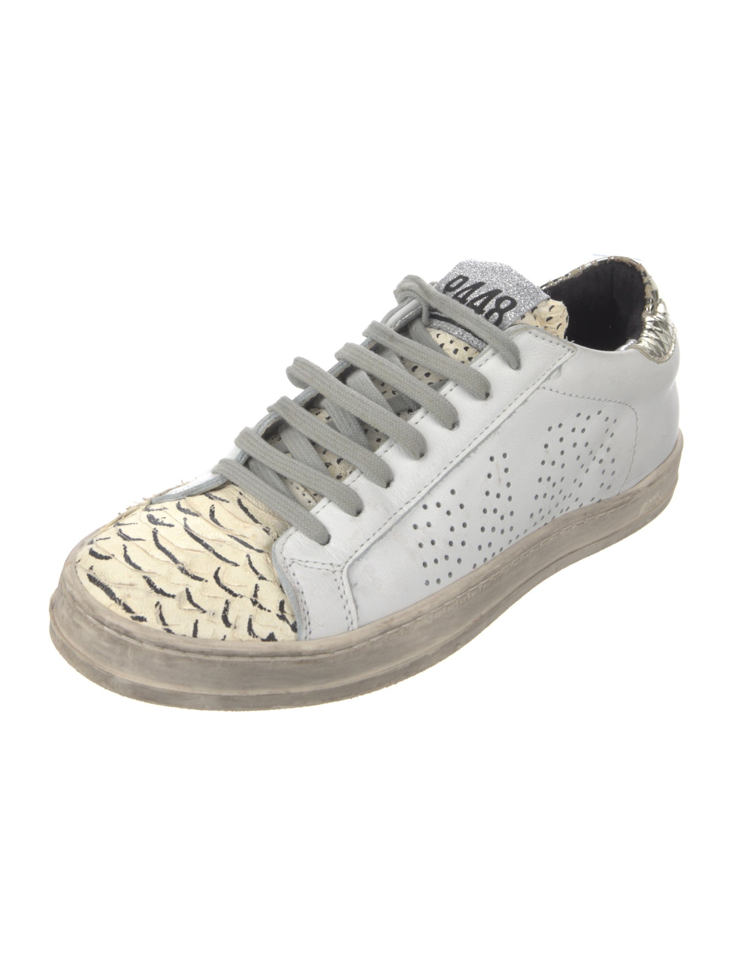 P448 Leather Glitter Accents Sneakers - White Sneakers, Shoes ...