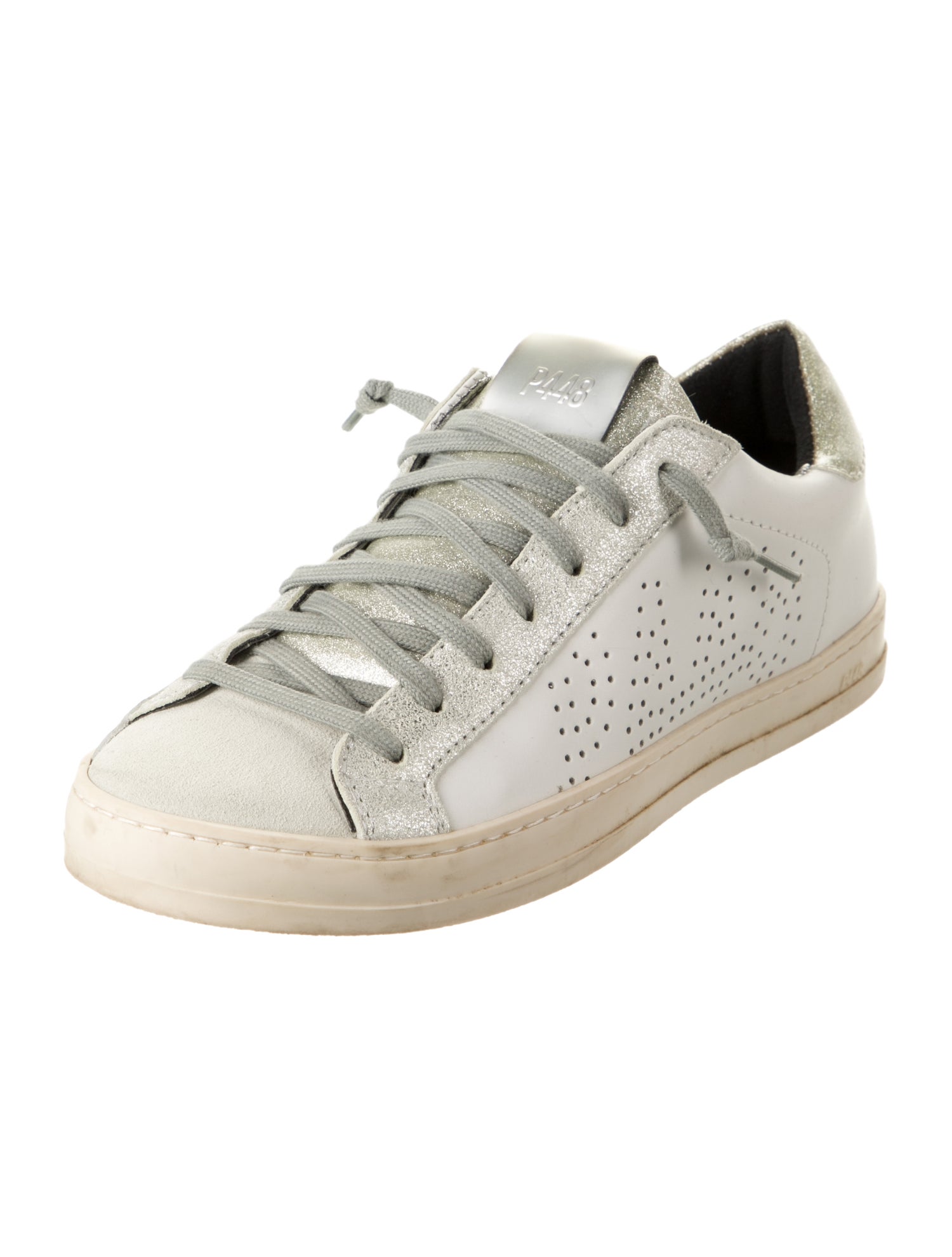 P448 Leather Glitter Accents Sneakers - White Sneakers, Shoes ...