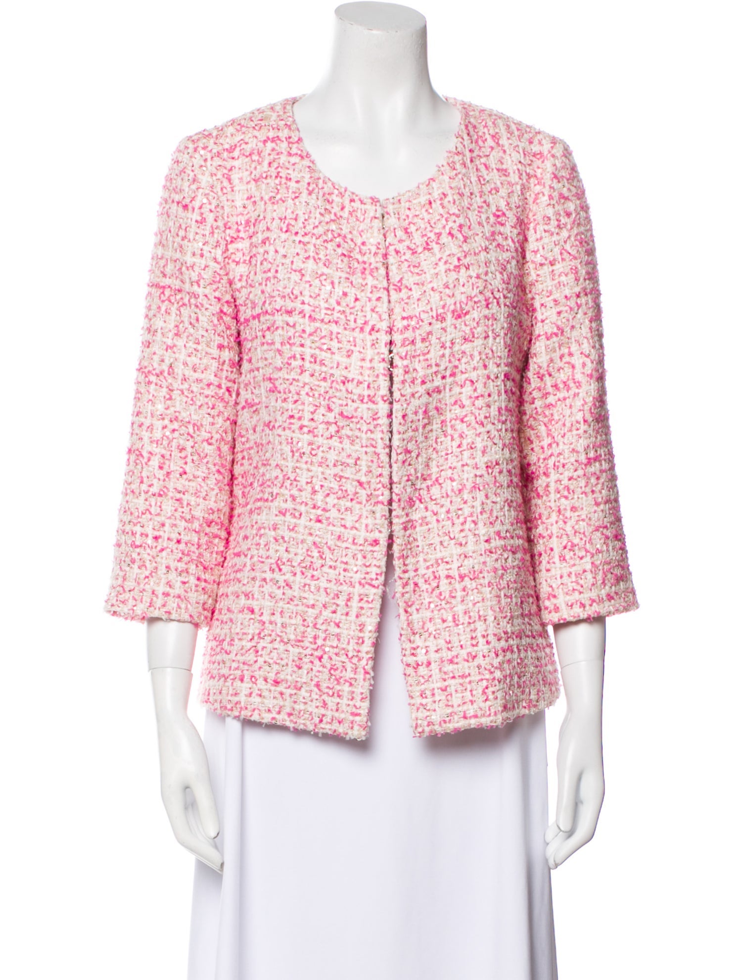 Patty Kim Tweed Pattern Evening Jacket - Pink Jackets, Clothing ...