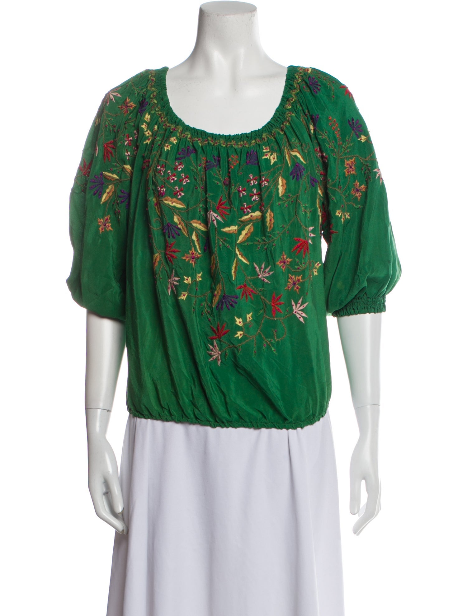 Paul Ropp Silk Printed Blouse - Green Tops, Clothing - WPAPX20012 | The ...