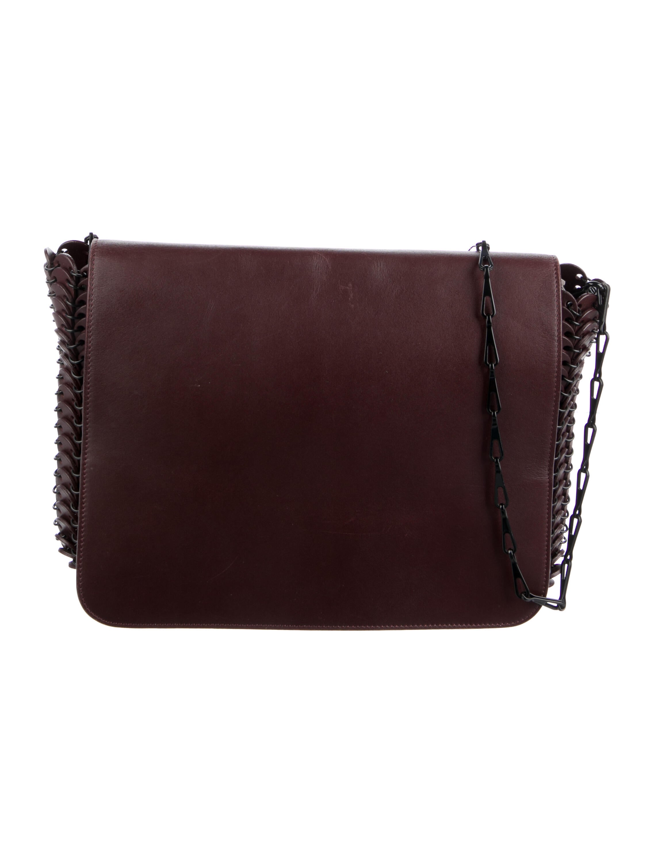 Paco Rabanne Leather Chain-Link Shoulder Bag - Burgundy Crossbody Bags ...