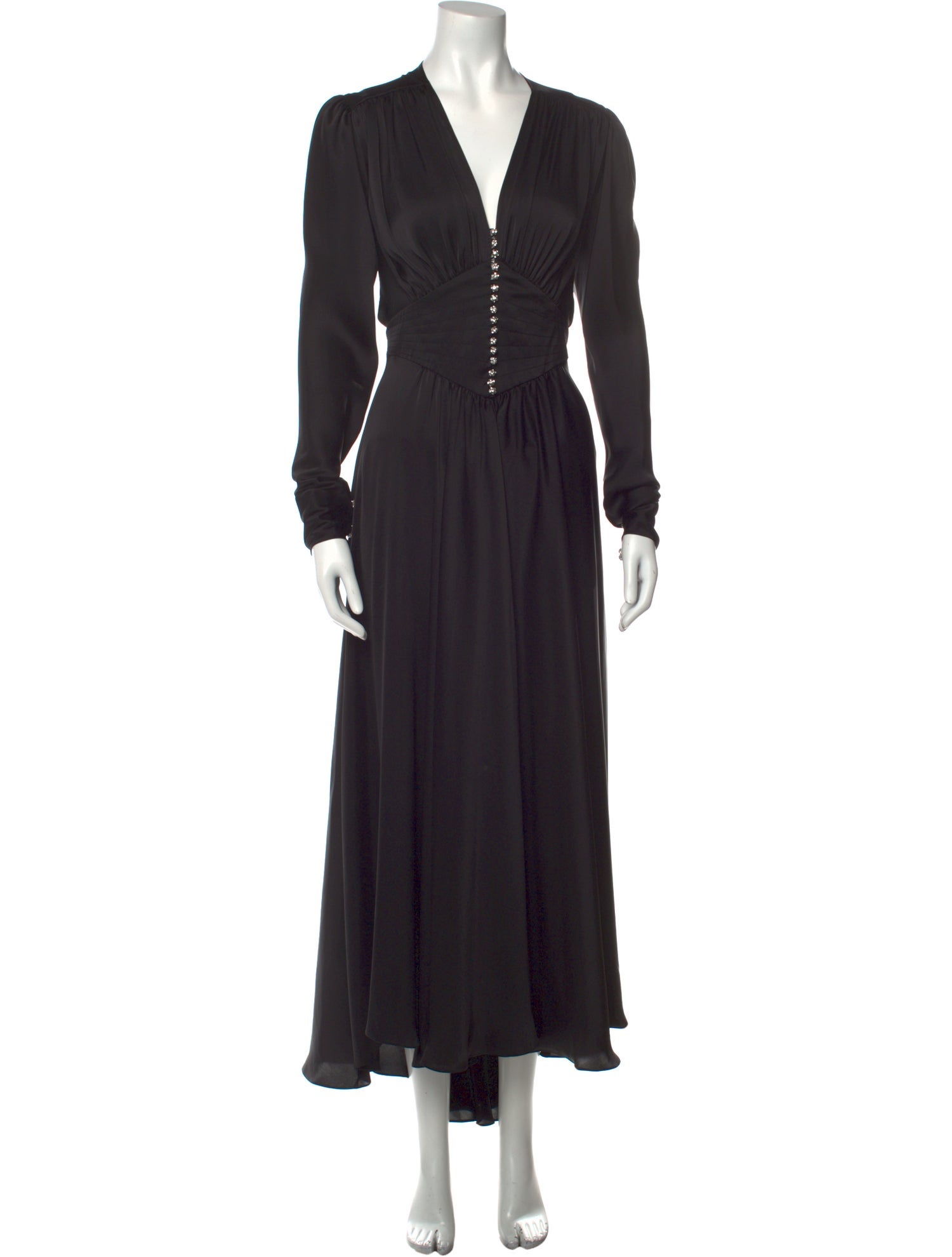 Paco Rabanne V-Neck Long Dress - Black Dresses, Clothing - WPC28386 ...