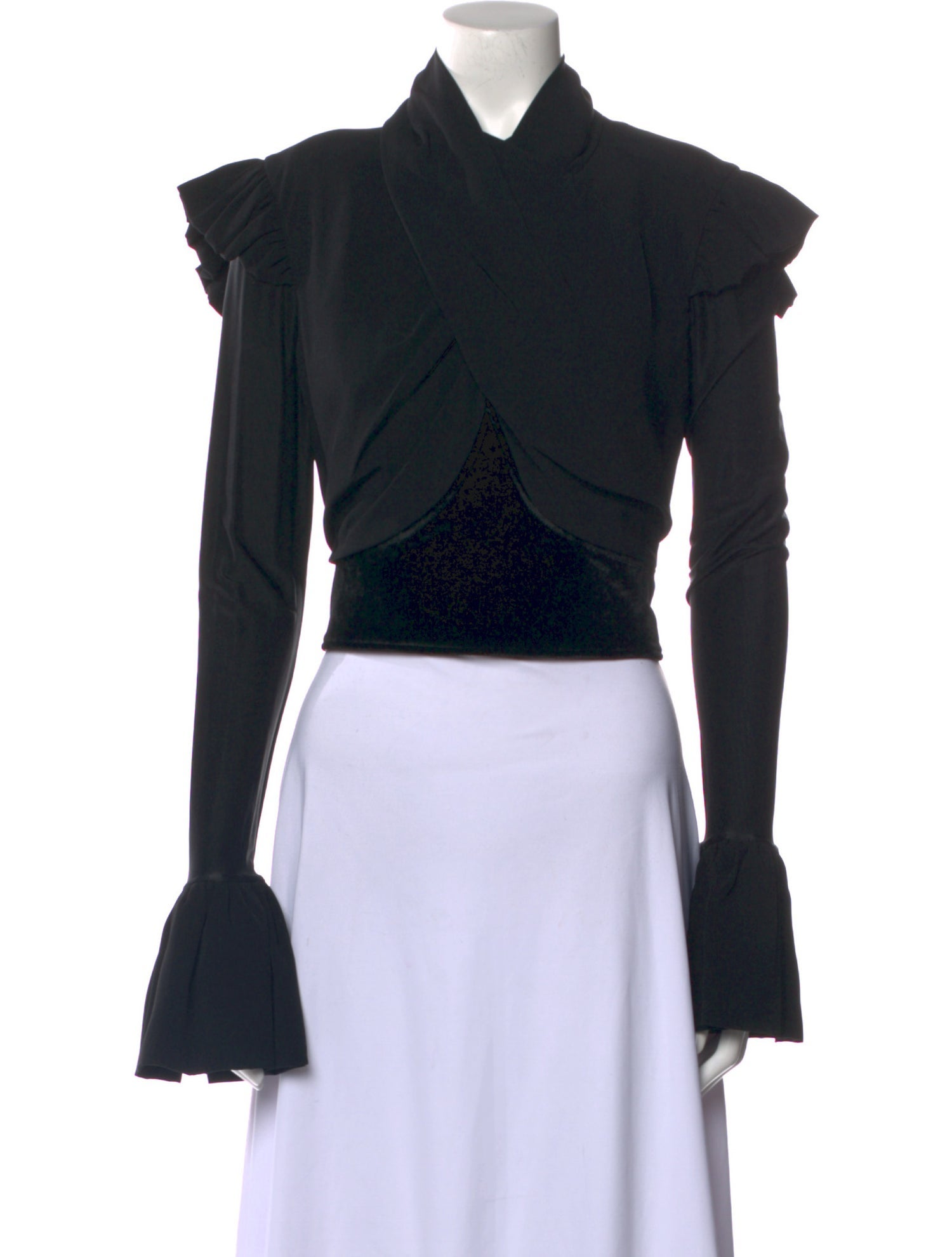 Paco Rabanne Mock Neck Long Sleeve Crop Top - Black Tops, Clothing ...
