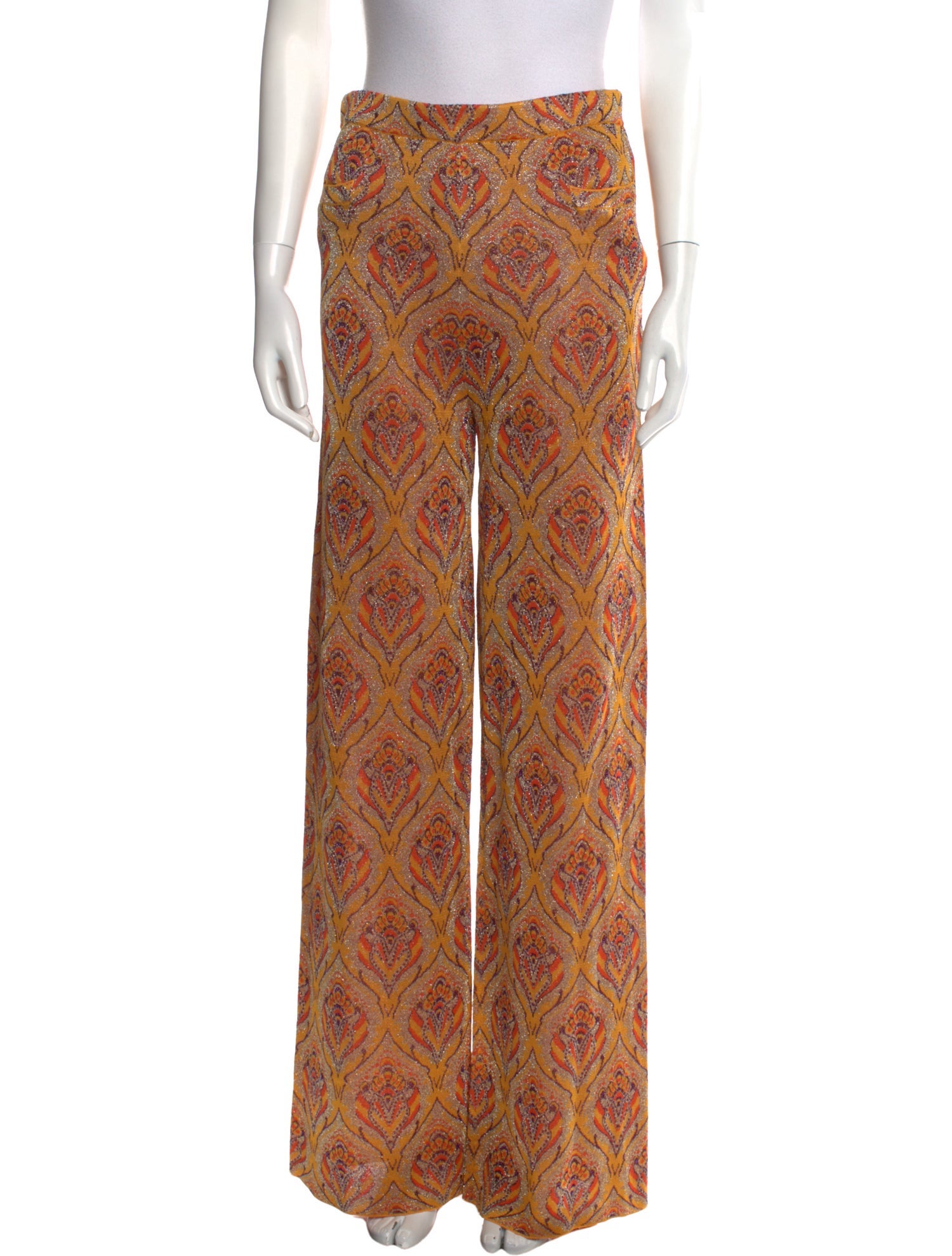 Alexis Printed Wide Leg Pants - Green, 14.75" Rise Pants, Clothing ...