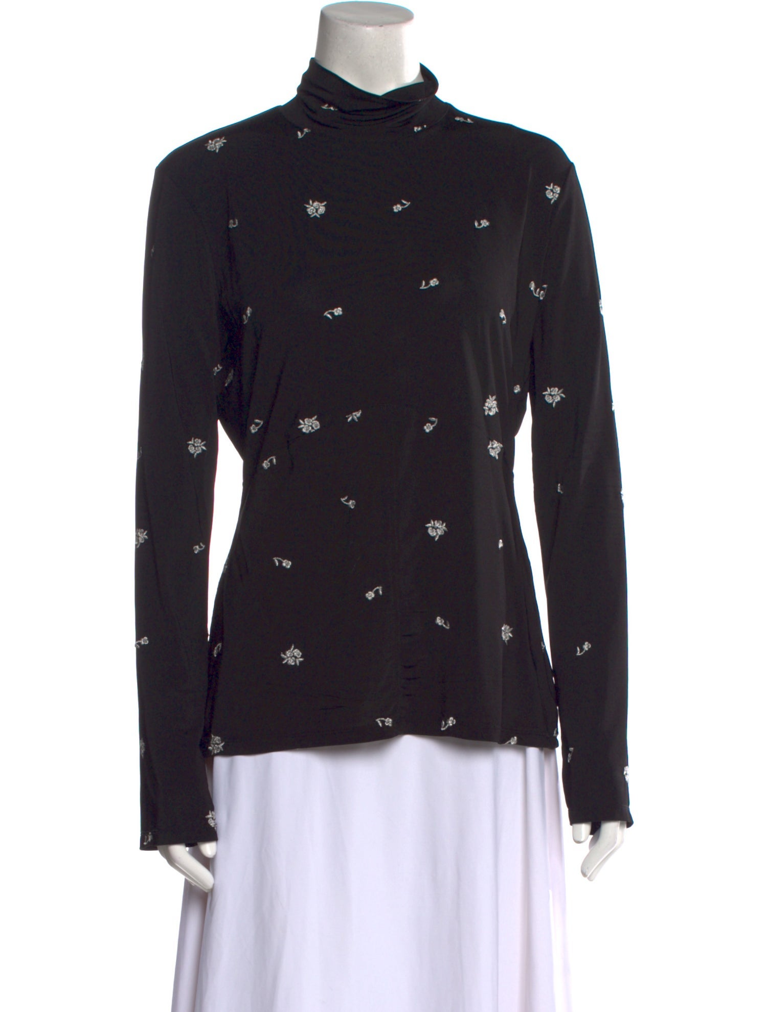 Paco Rabanne Printed Mock Neck Blouse - Black Tops, Clothing - WPC29613 ...