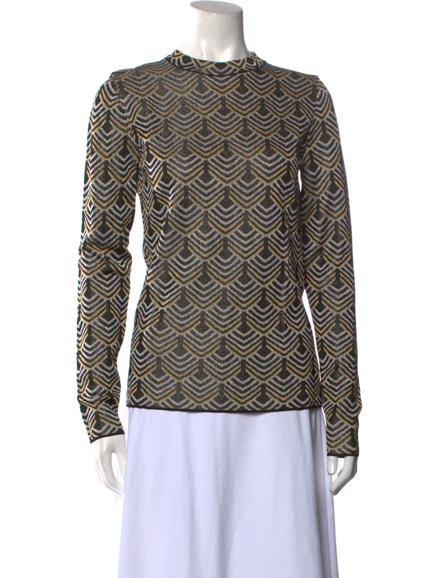 Paco Rabanne Printed Mock Neck Top - Black Tops, Clothing - WPC29899 ...