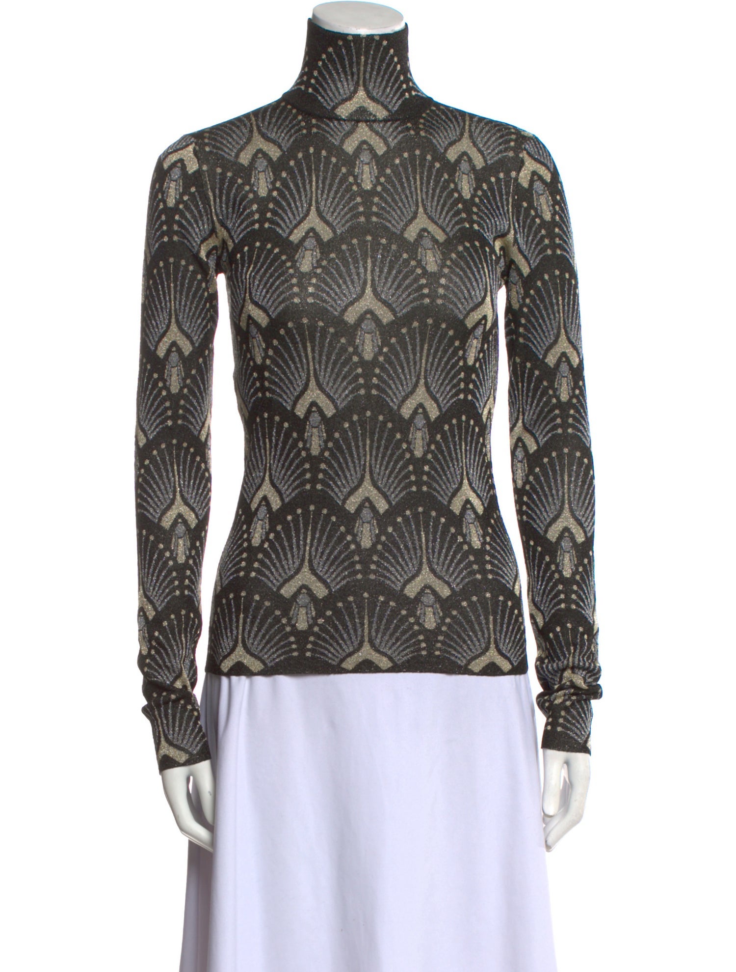 Paco Rabanne Printed Turtleneck Top - Black Tops, Clothing - WPC30076 ...