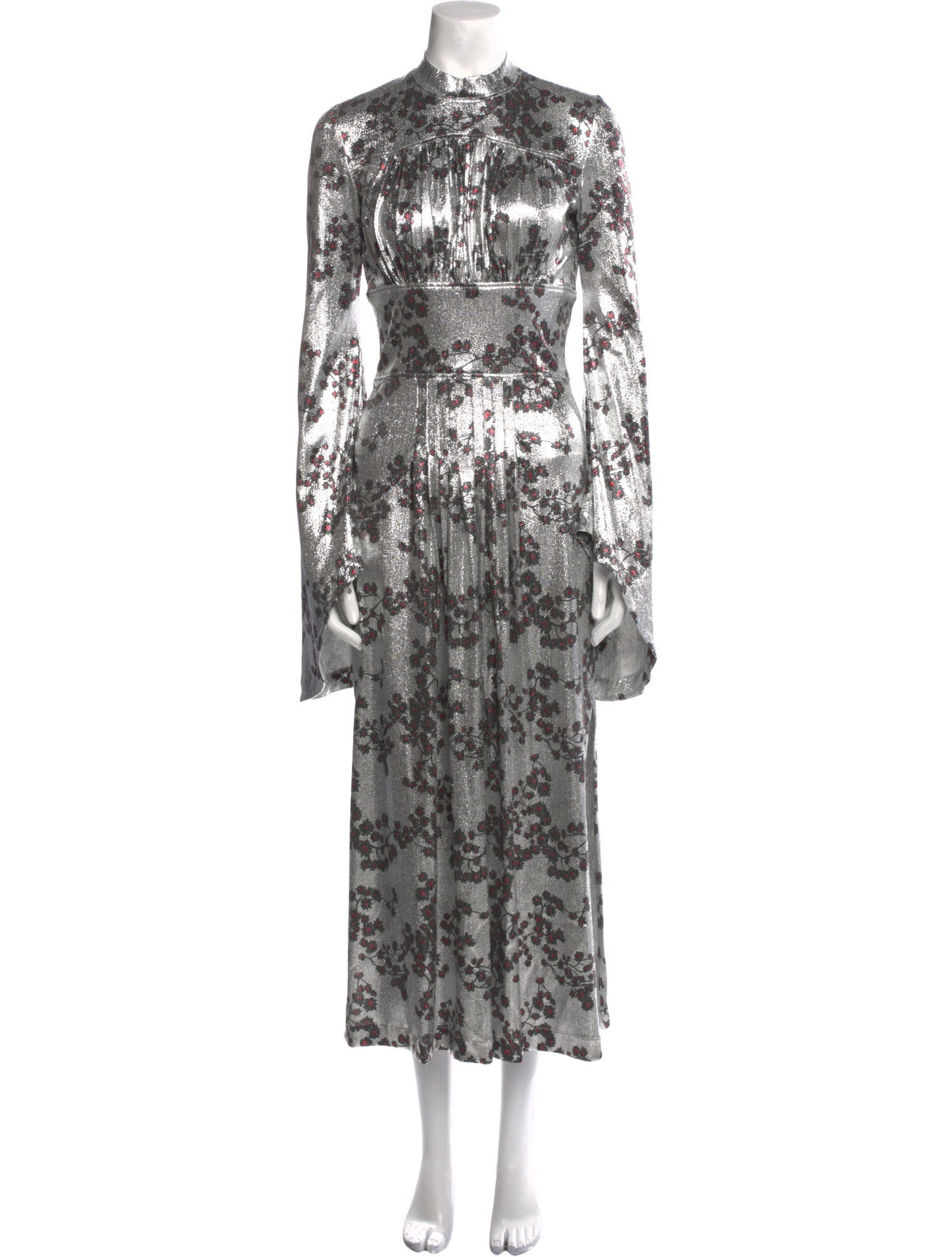 Paco Rabanne Floral Print Long Dress - Metallic Dresses, Clothing ...