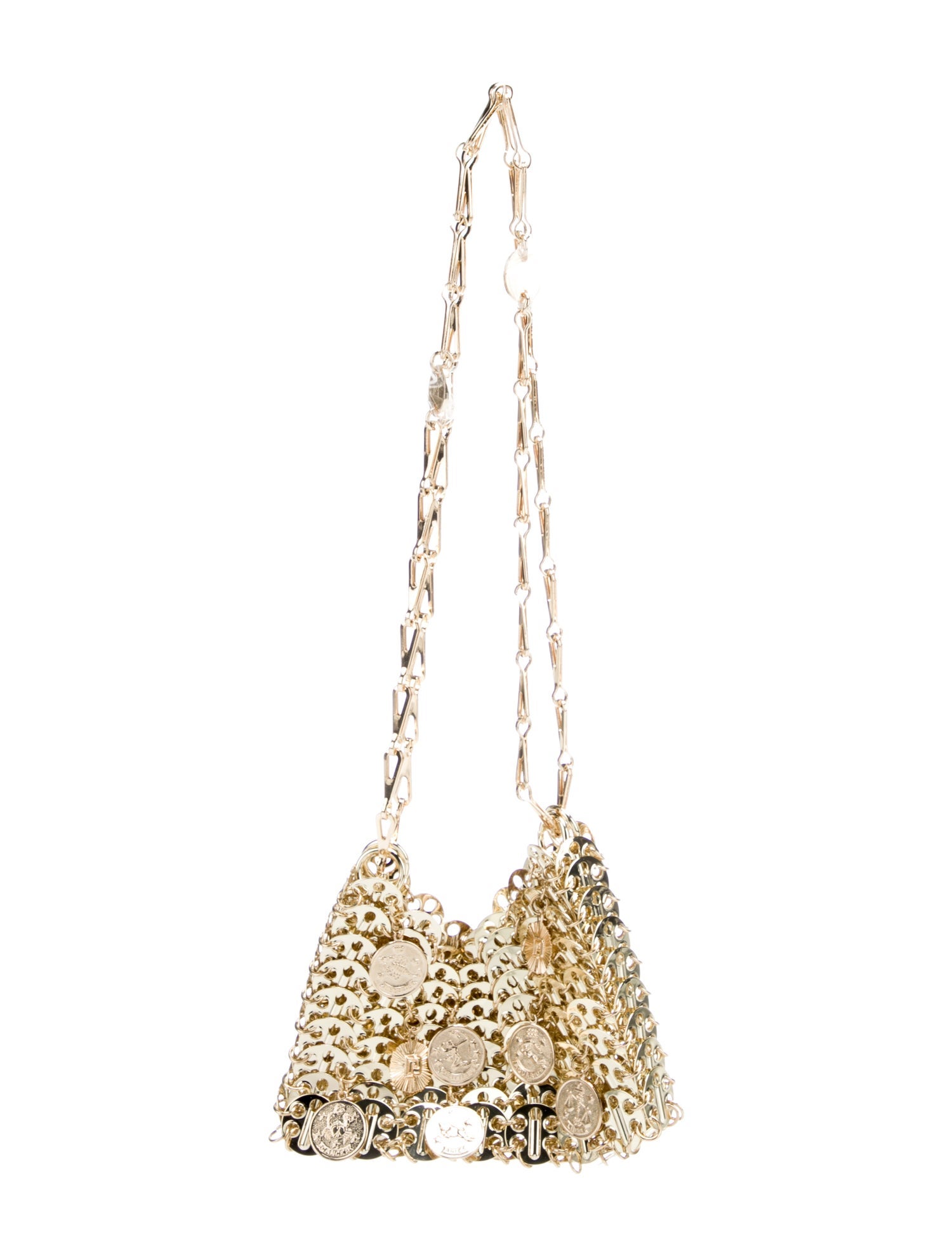 Paco Rabanne Gold Metal evening Bag - Gold Evening Bags, Handbags ...