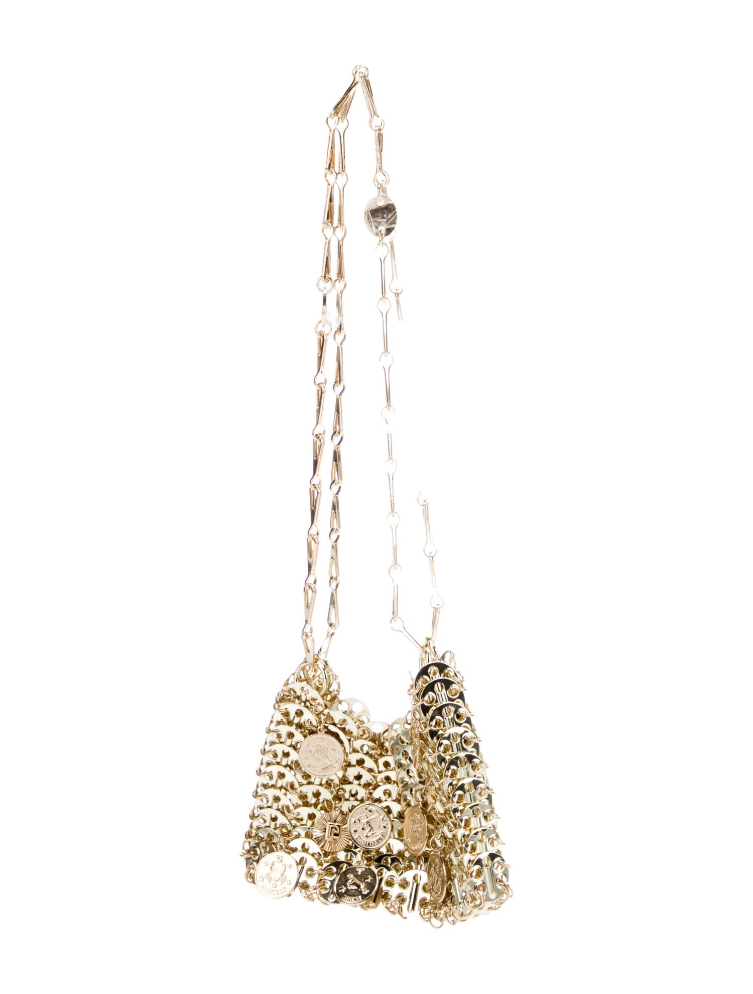 Paco Rabanne Gold Metal evening Bag - Gold Evening Bags, Handbags ...