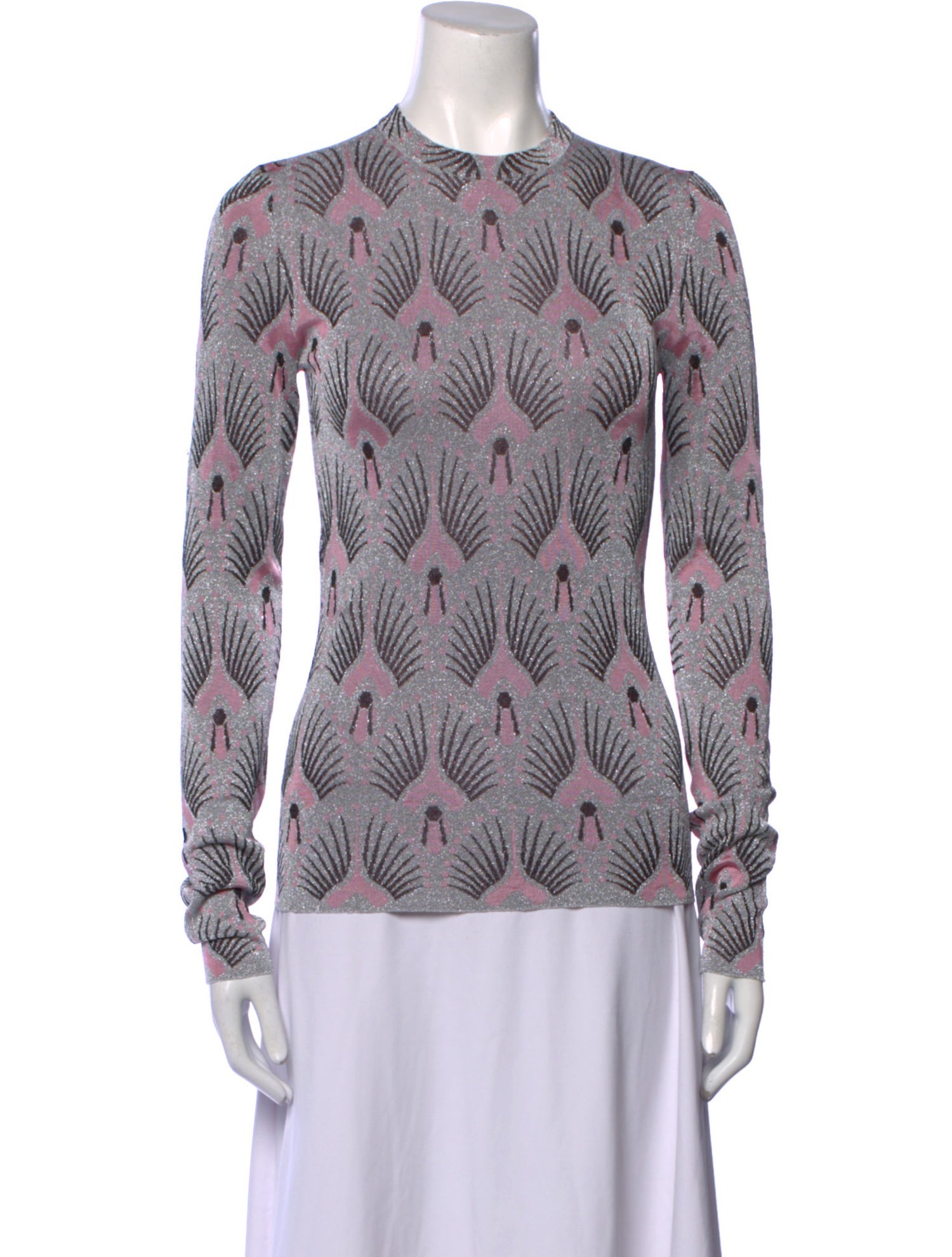 Paco Rabanne Printed Crew Neck Button-Up Top - Metallic Tops, Clothing ...