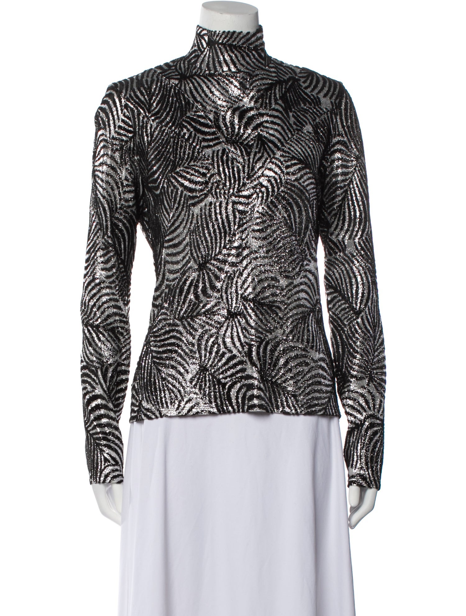 Paco Rabanne Printed Turtleneck Top - Black Tops, Clothing - WPC32212 ...